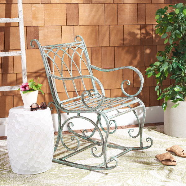 Lark Manor Anniken Iron Outdoor Rocker Chair & Reviews | Wayfair