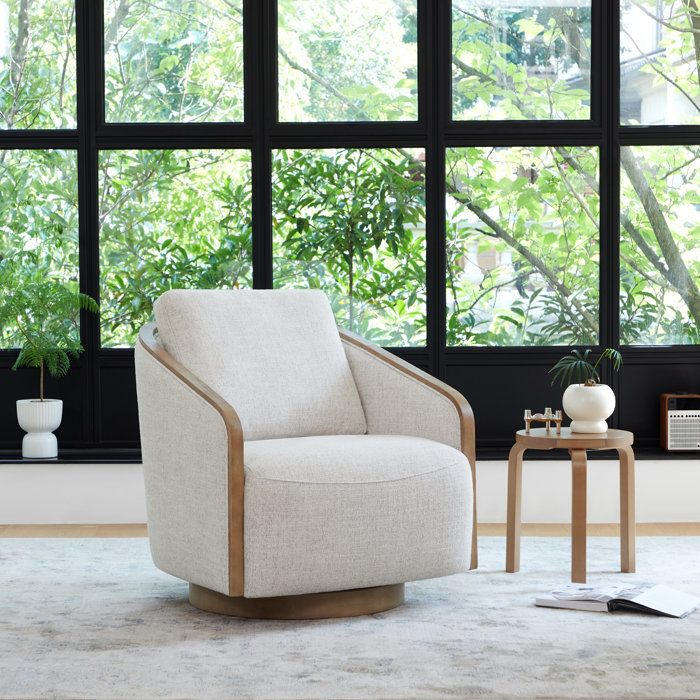 Birch Lane™ Nieve Upholstered Swivel Barrel Chair & Reviews | Wayfair