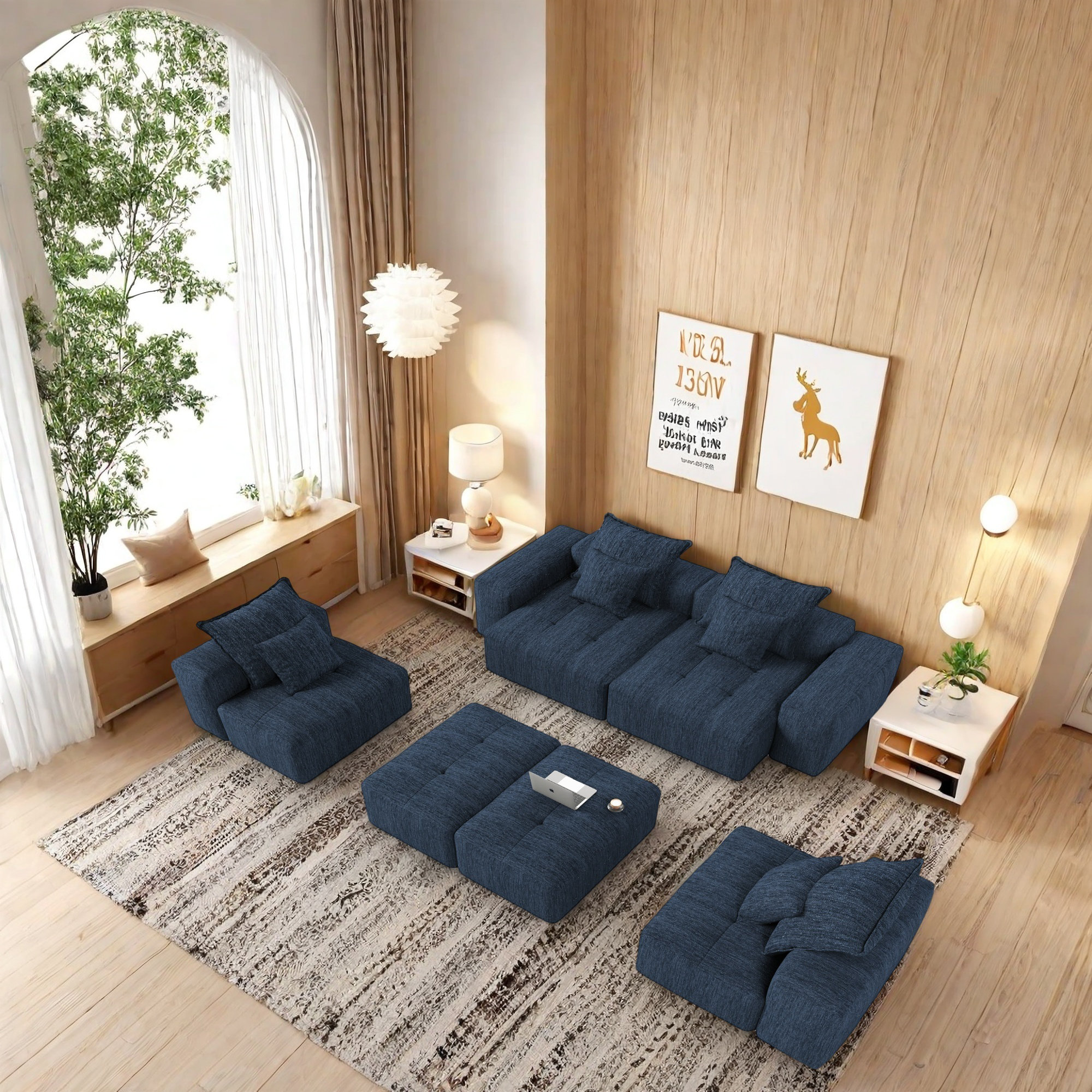 TRADROU Oversized Modular Chenille Sofa Couch, No Assembly Required ...