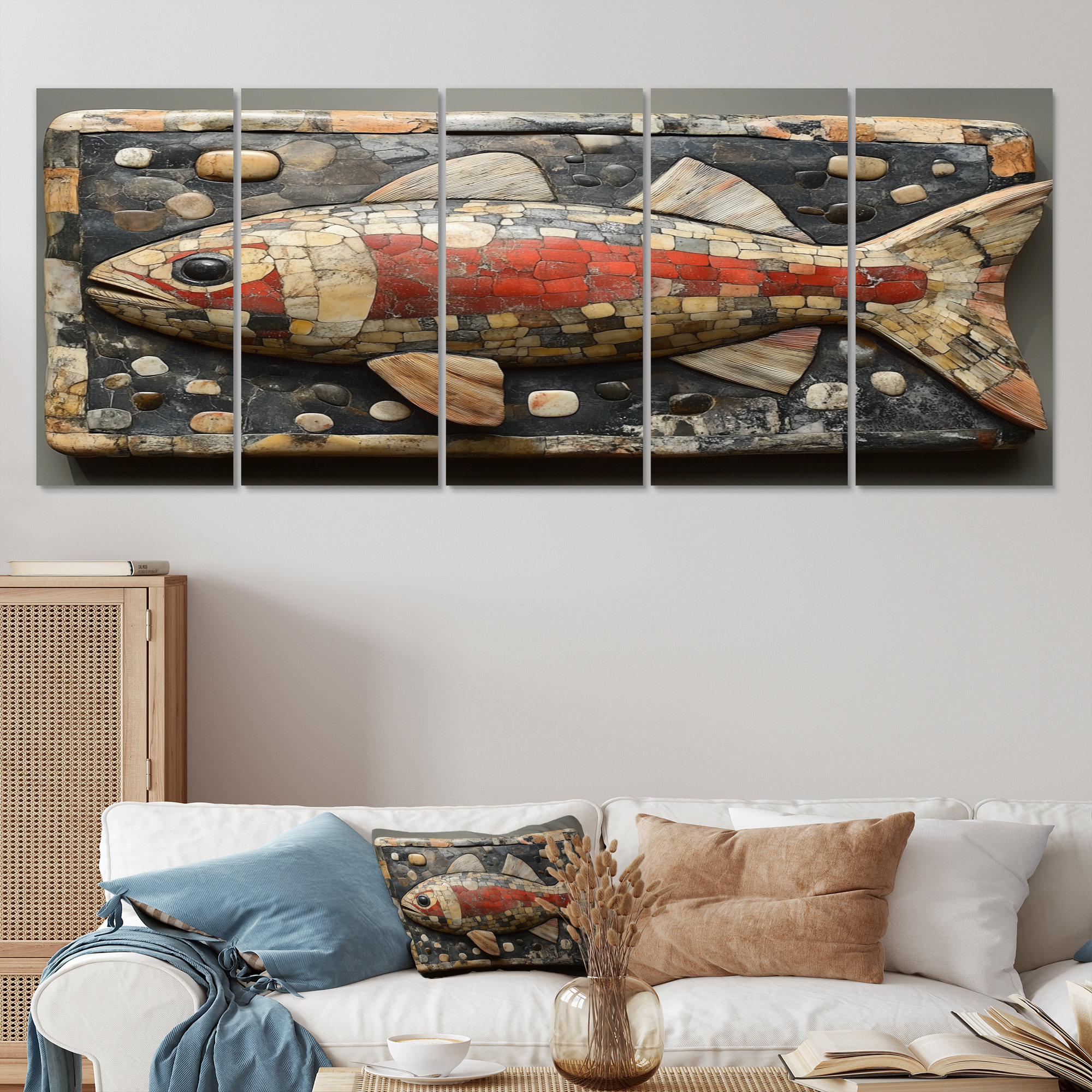 Beachcrest Home Canadian Inuit Art Fish In Red And Black Tones ...