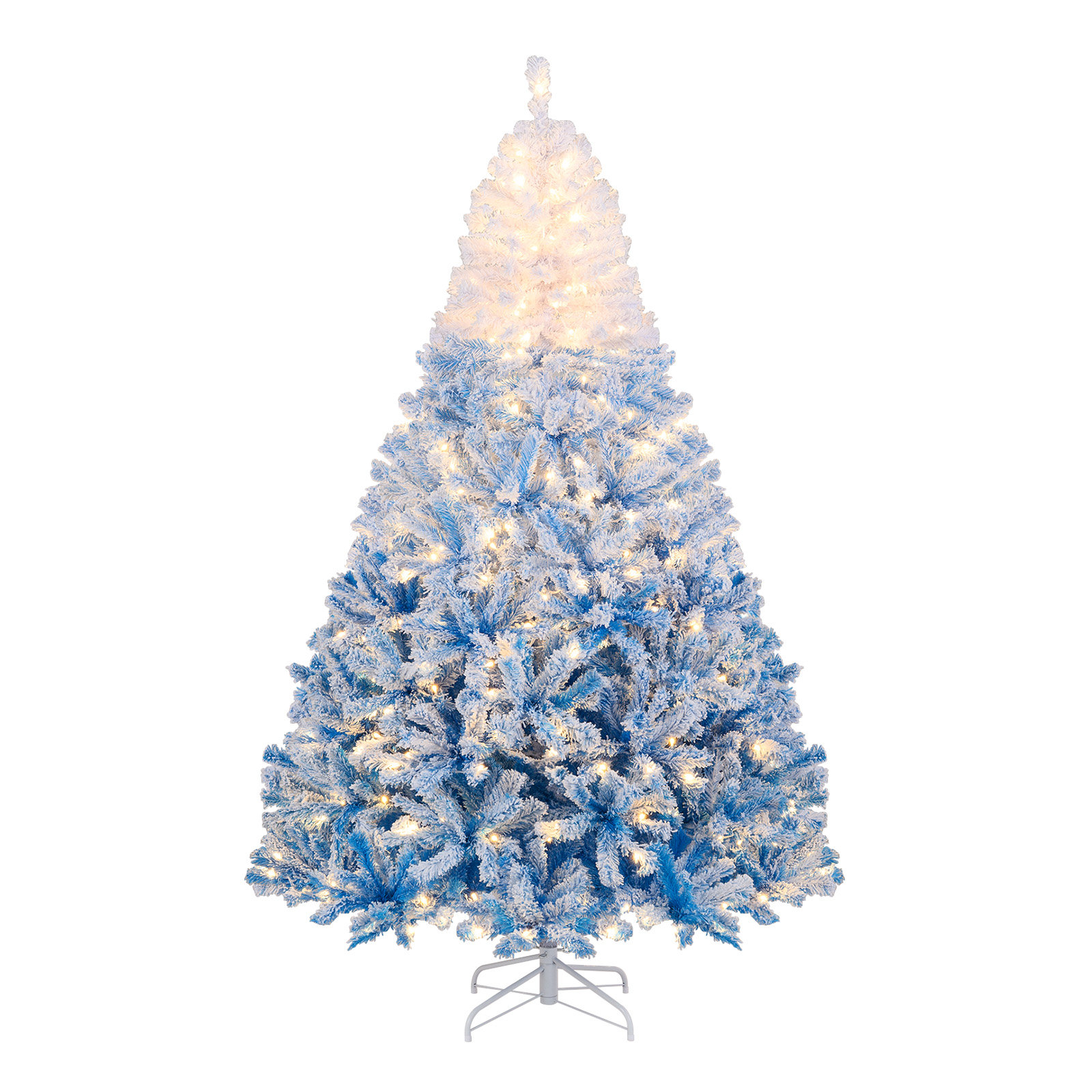 Latitude Run® 7Ft Blue Gradient Pre-Lit Snow-Flocked Christmas Tree ...