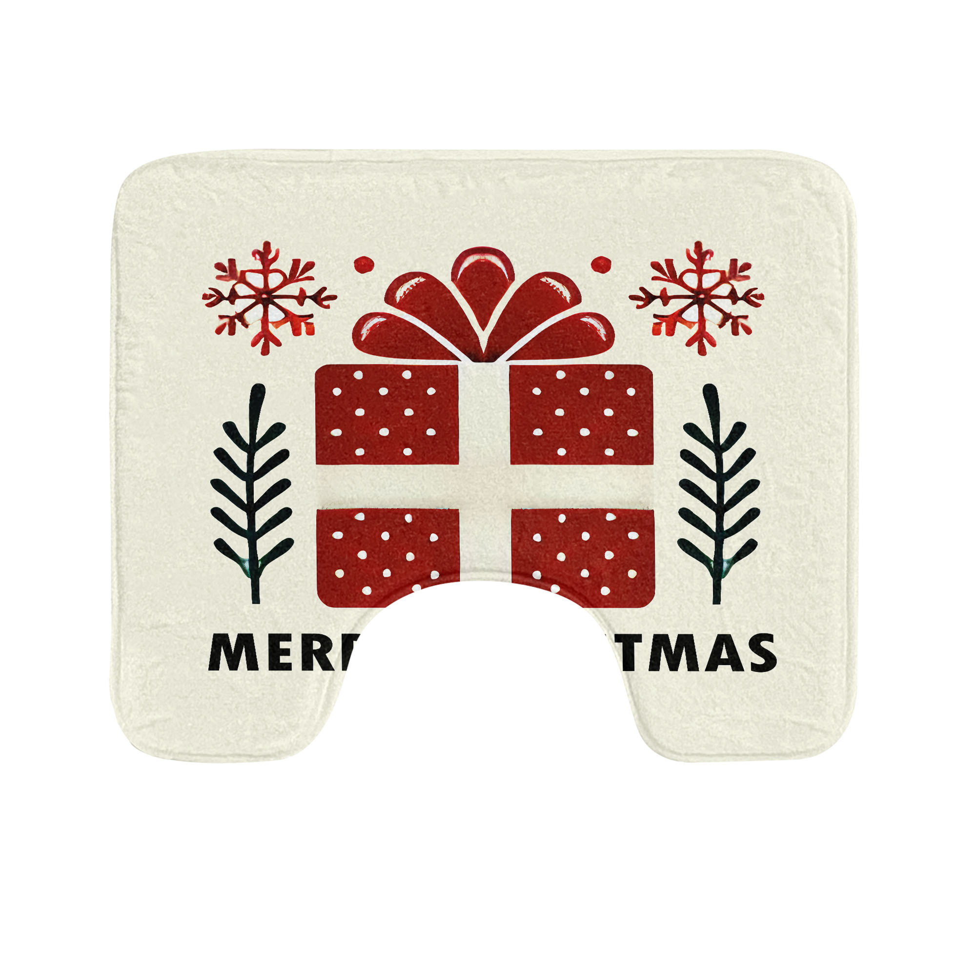 The Holiday Aisle® Christmas Toilet Mat U-Shape Bathroom Rug 20" Cream ...