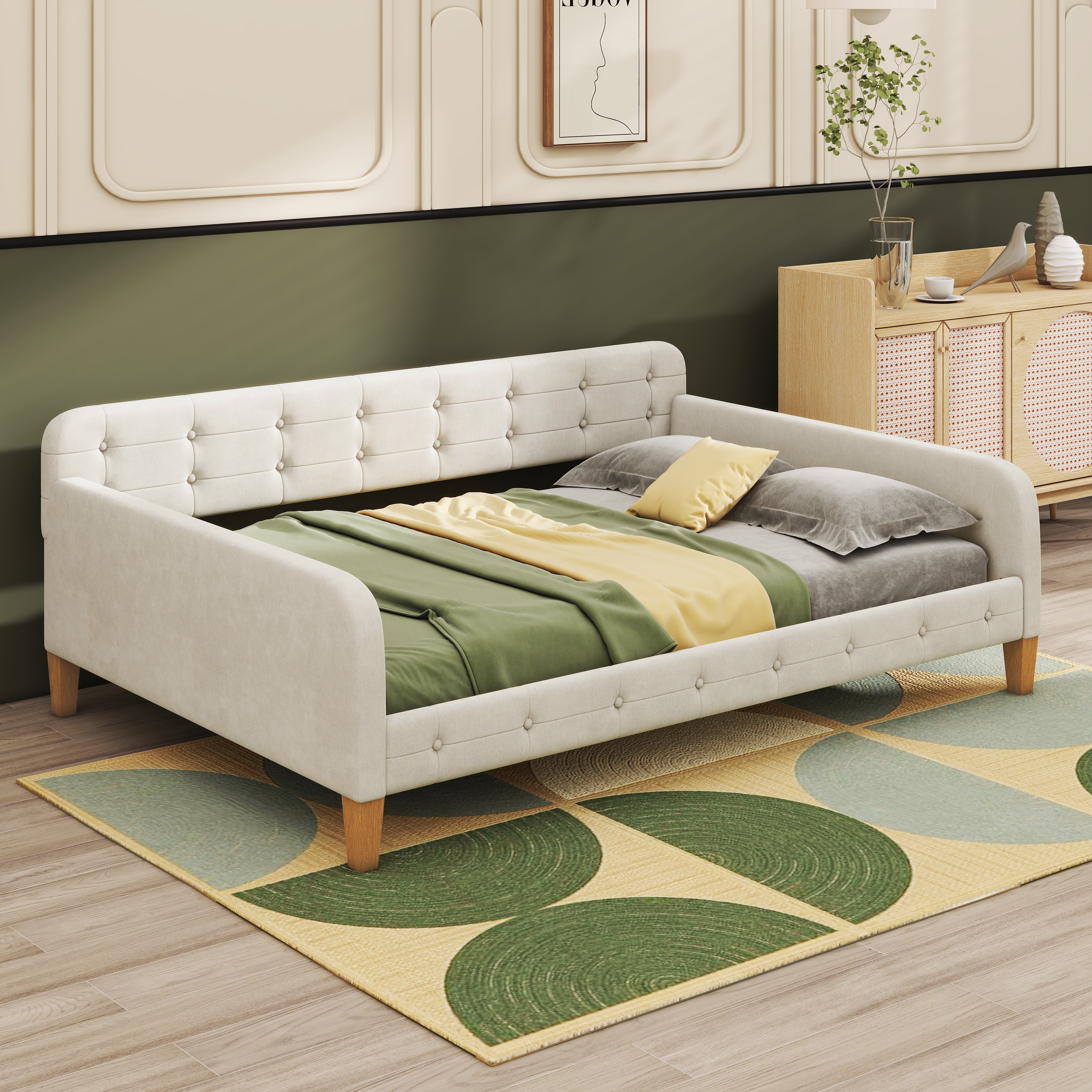 Mercer41 Thiana Upholstered Daybed with 4 Support Legs | Wayfair