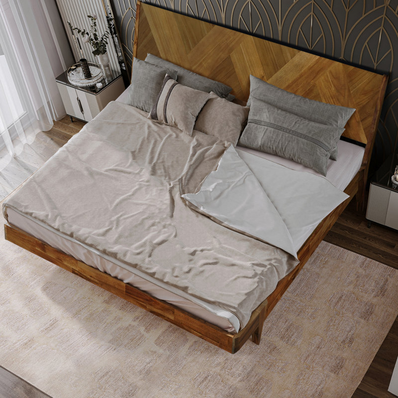 Union Rustic Juliahna Solid Wood Bed Frame with Artistic Patterned ...