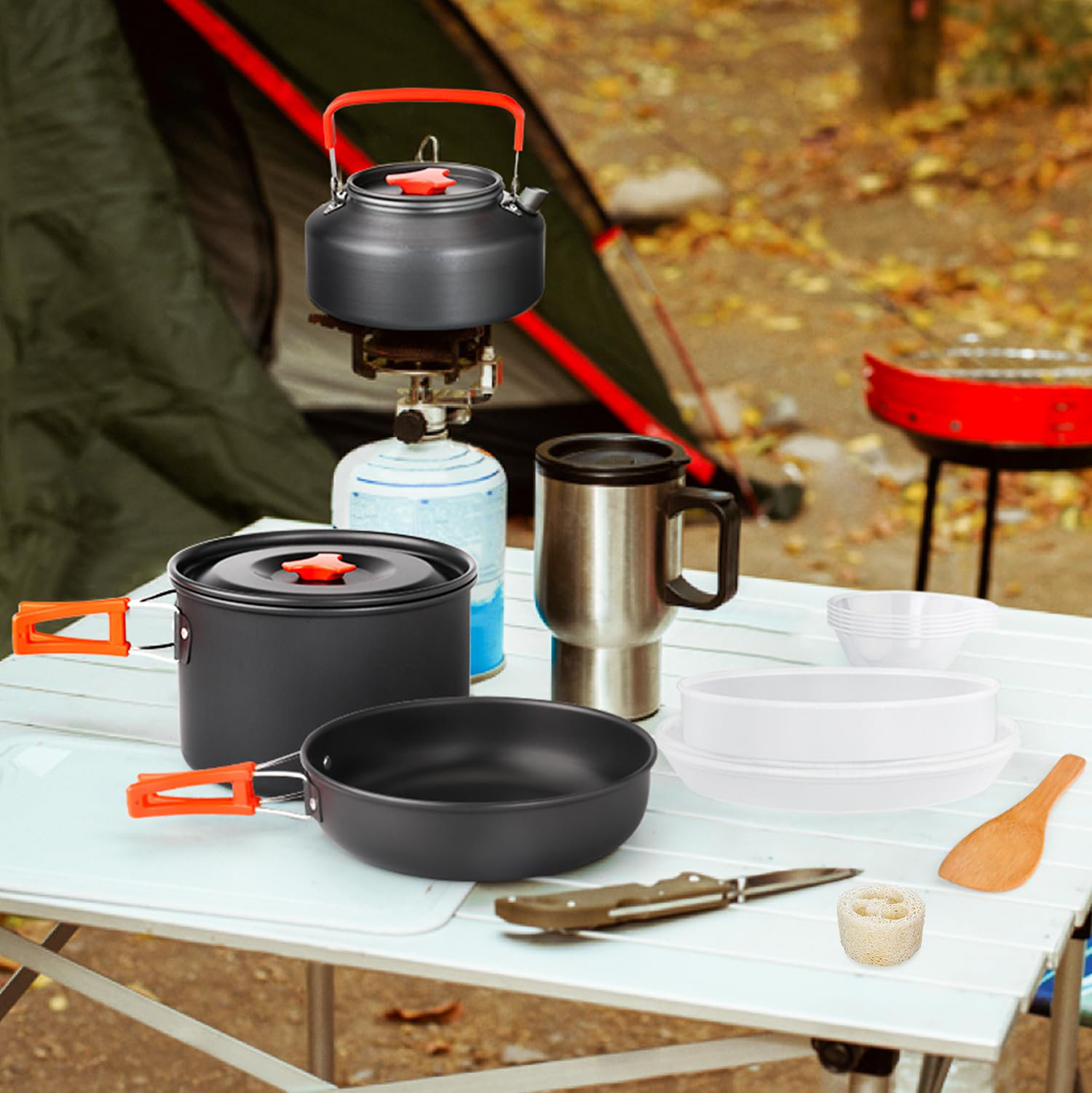 LIFETIME FLOORING LLC Camping Cookware Set Camping Gear Campfire ...