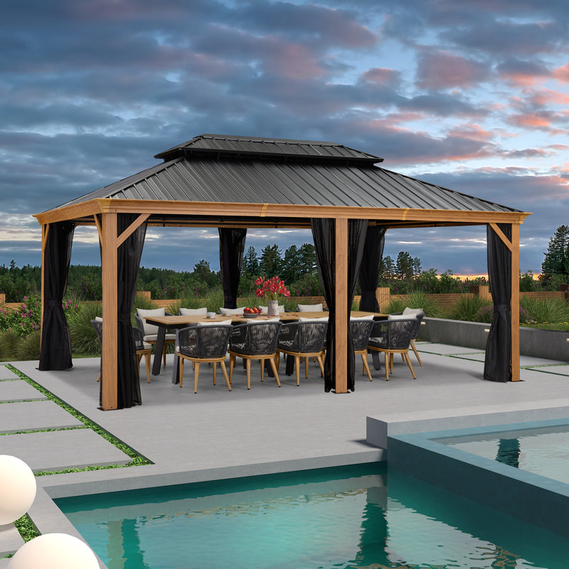 Purple Leaf 12' X 20' Outdoor Hardtop Gazebo For Patio Galvanized Steel ...