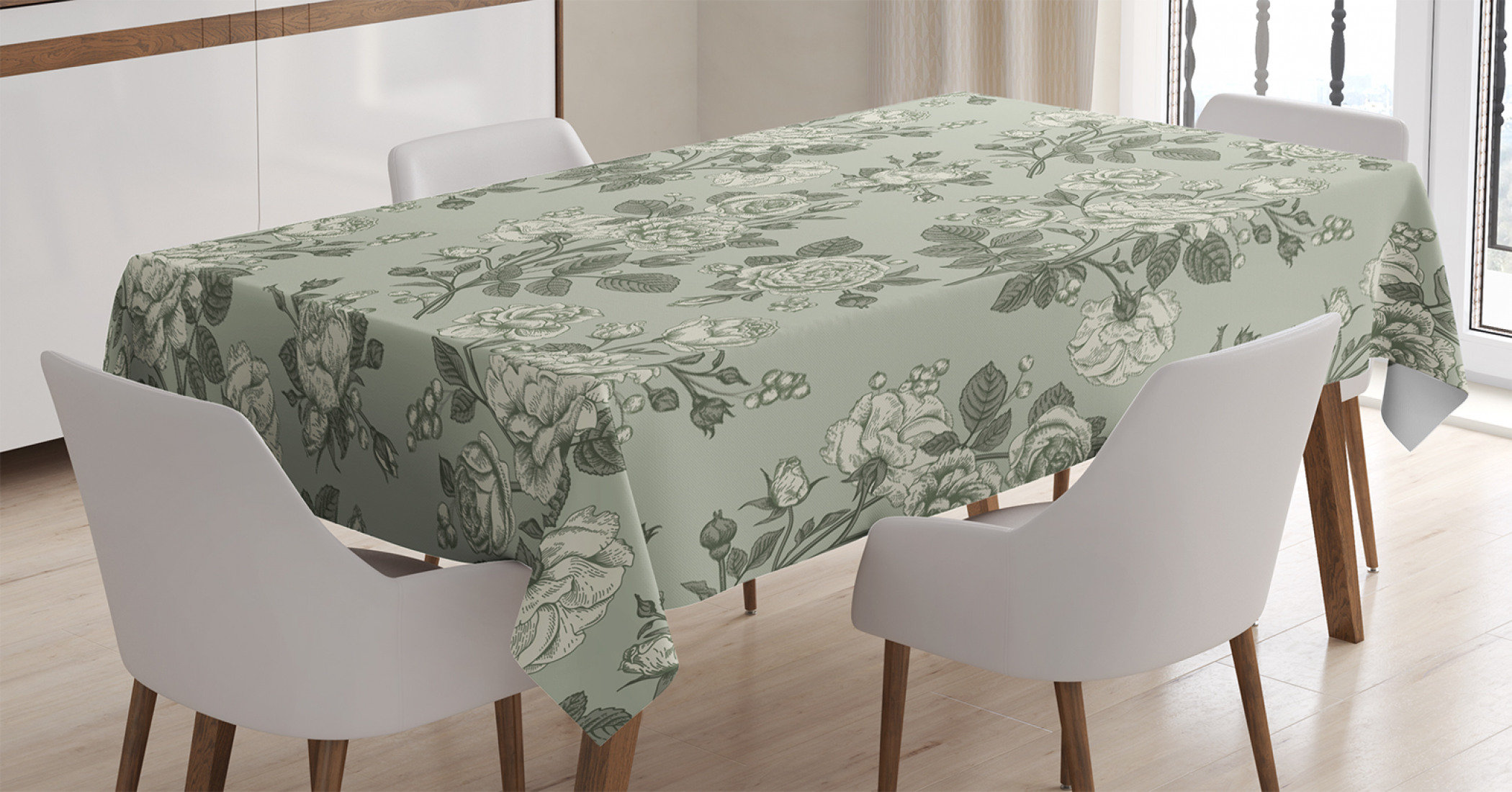 East Urban Home Grey Tablecloth, Bamboo Tree Leaves Sketchy Based ...