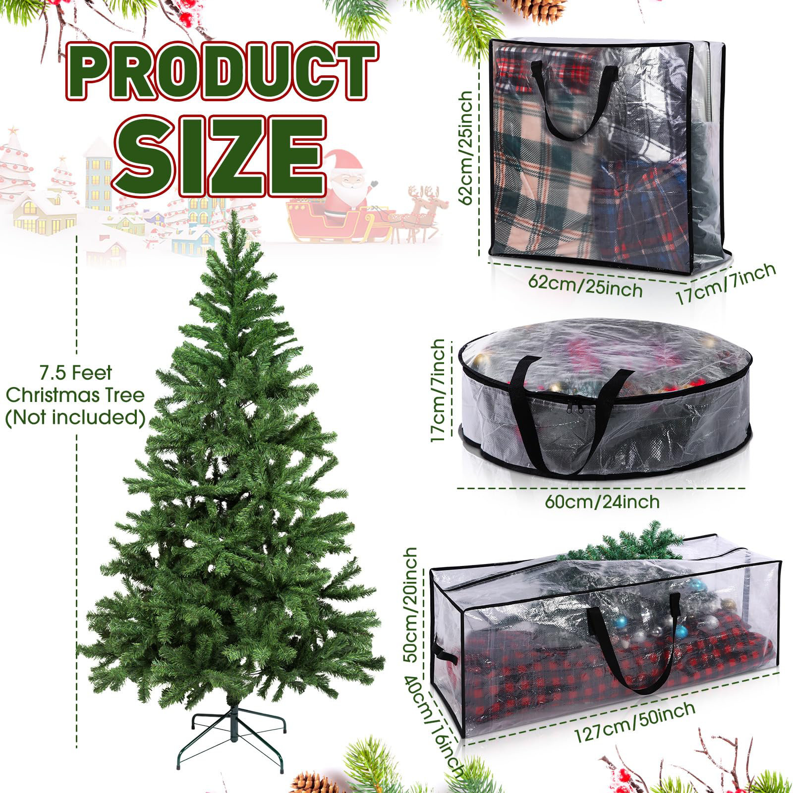 The Holiday Aisle® 5 Pack Clear Christmas Tree Storage Bag Extra Large ...