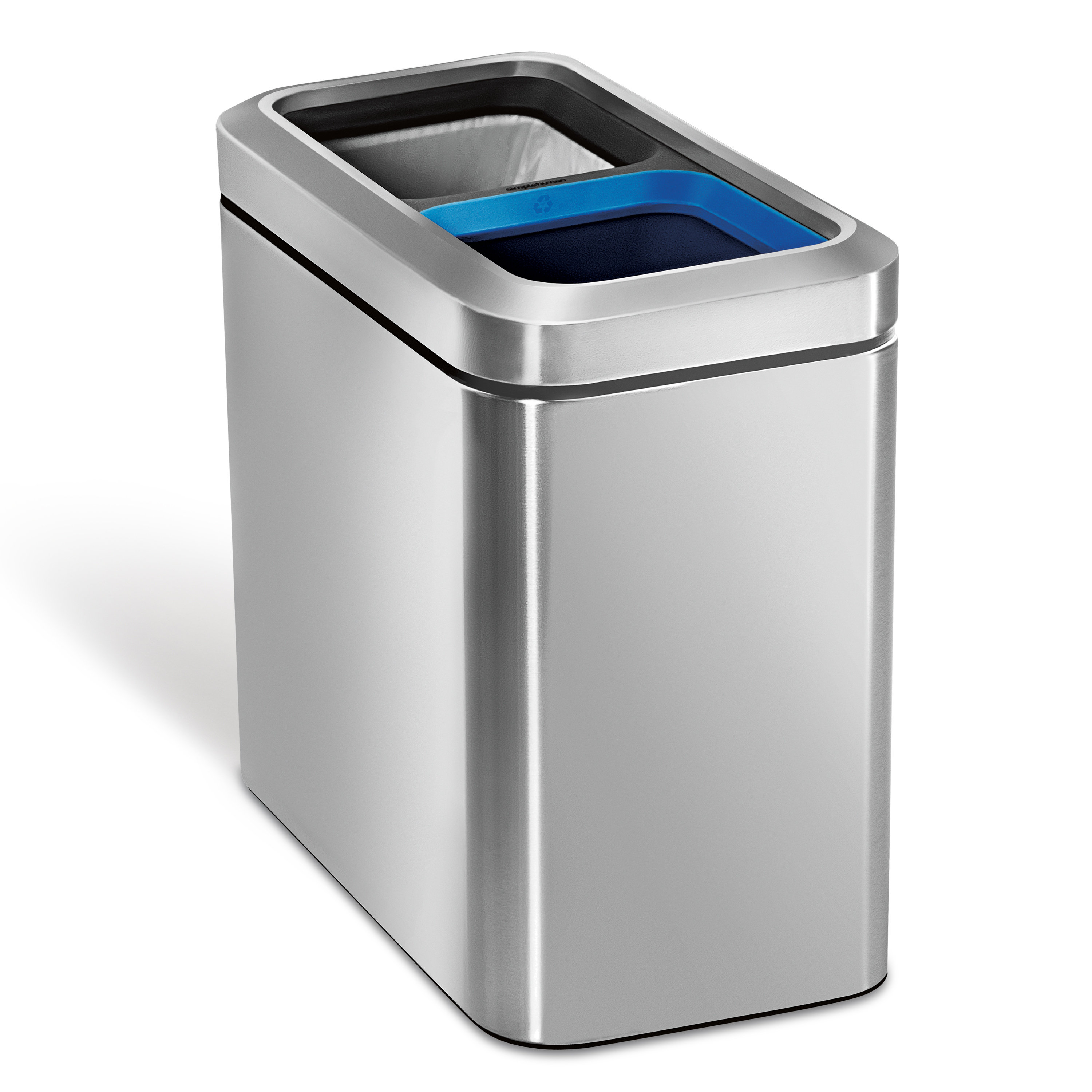 simplehuman 20 Liter Dual Compartment Slim Open Trash & Recycling Can ...