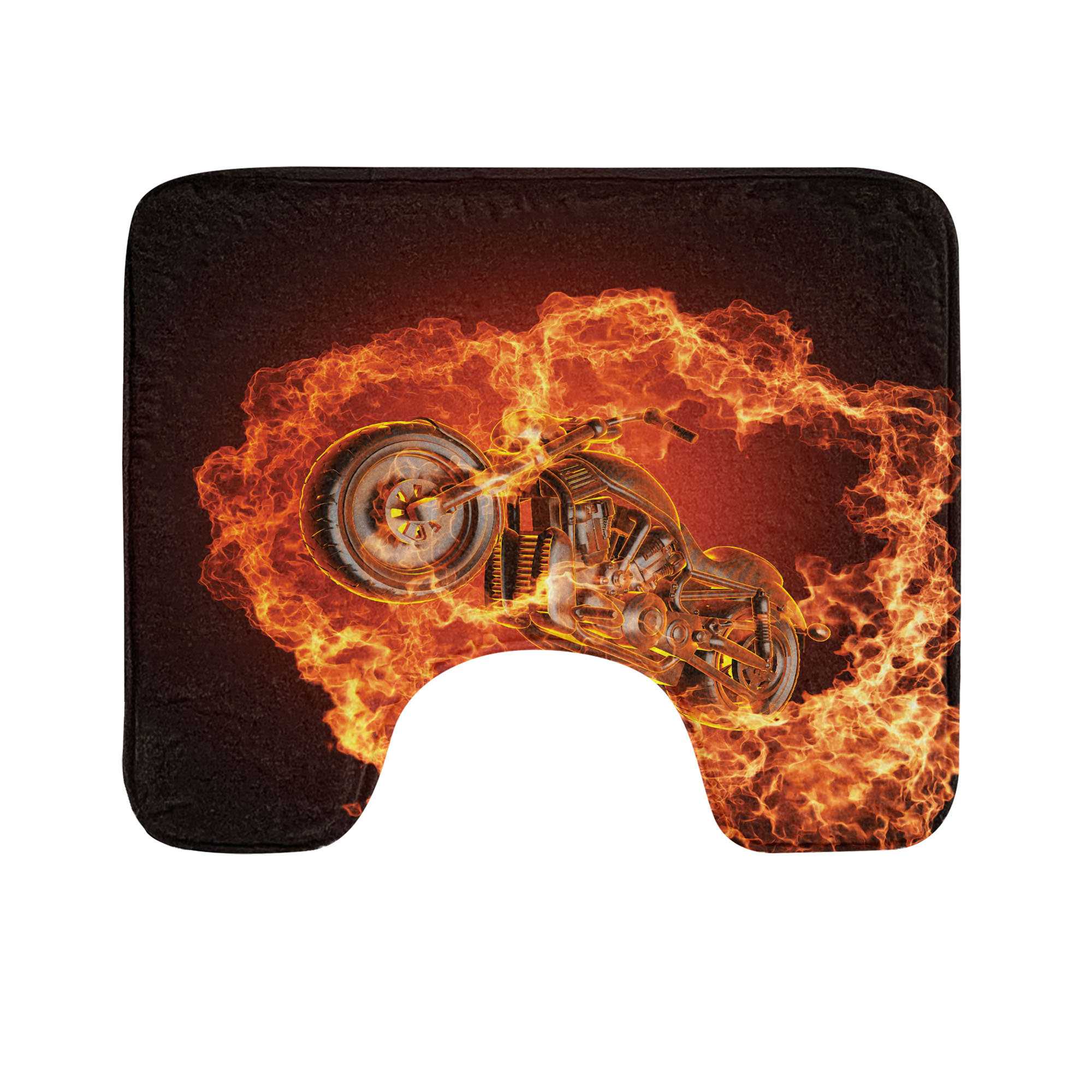 Dakota Fields Black Orange Toilet Mat U-Shape Bathroom Rug 20" Dark ...