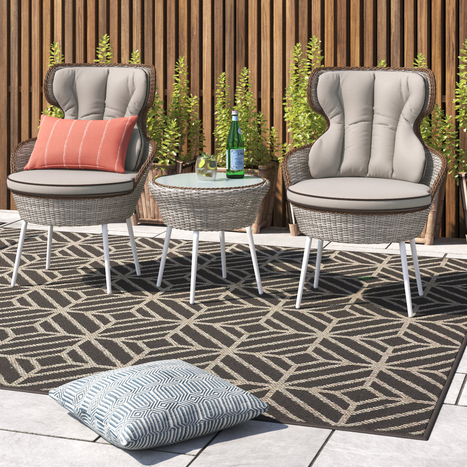 Wade Logan Averlie 3 Piece Rattan Seating Group with Cushion & Reviews ...