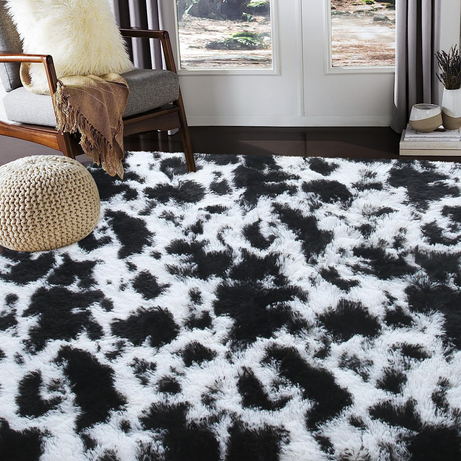 Mercer41 Luxury Milk Cow Print Rug 6X9 Feet, Cute Cow Rugs For Living ...