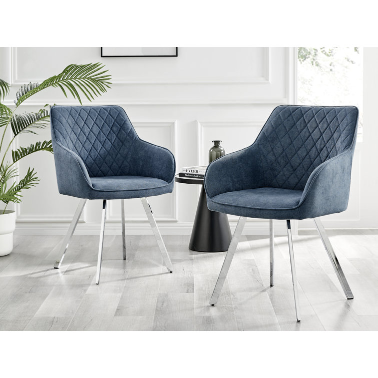 East Urban Home Illings Luxury Fabric Upholstered Dining Chairs ...