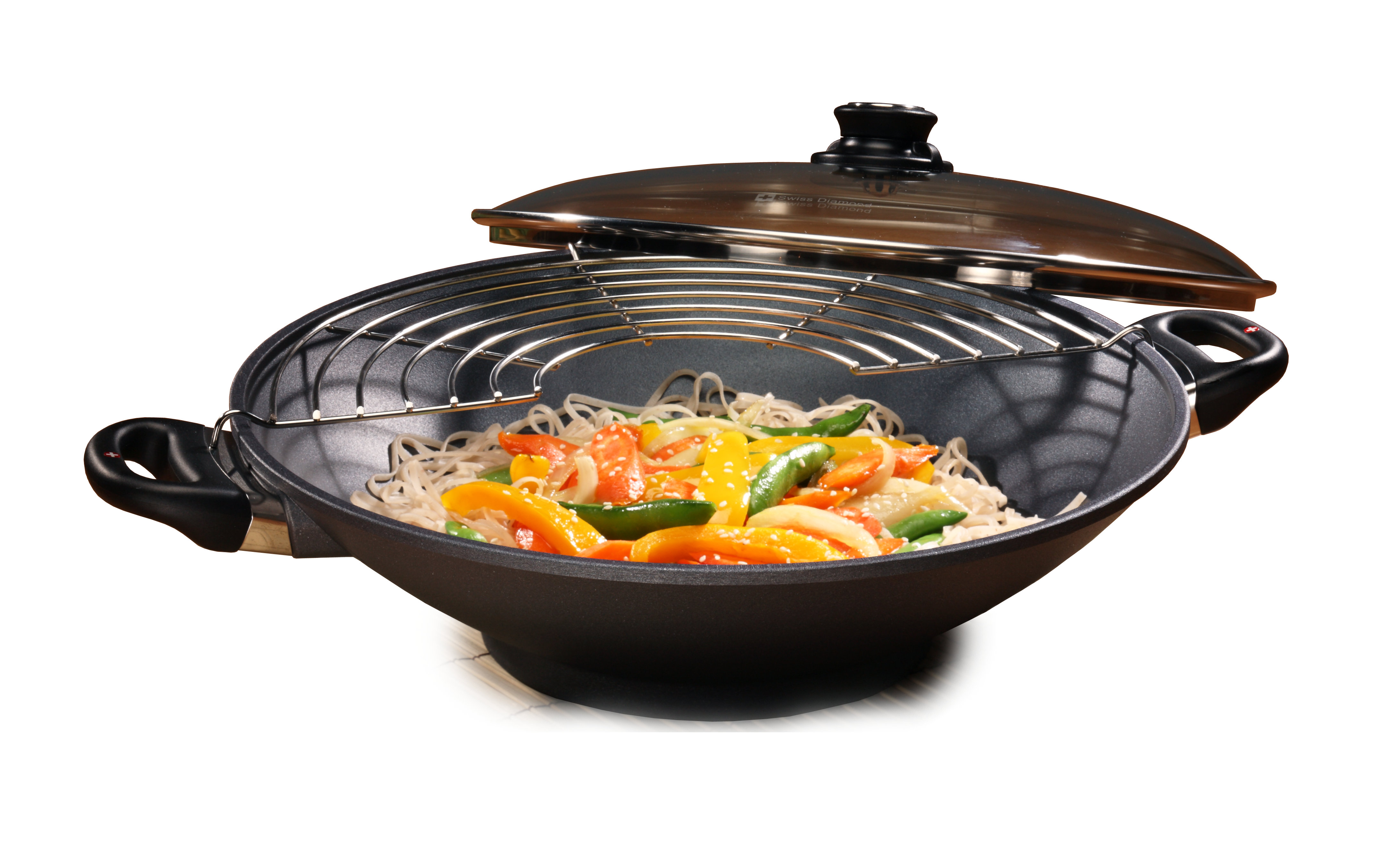 Swiss Diamond 14" Non-Stick Alumimum Wok with Lid | Wayfair