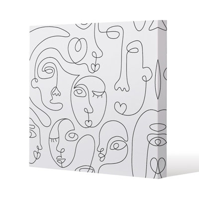Metro Lane line drawing of faces Slim Style Canvas Print, 15mm Slim ...