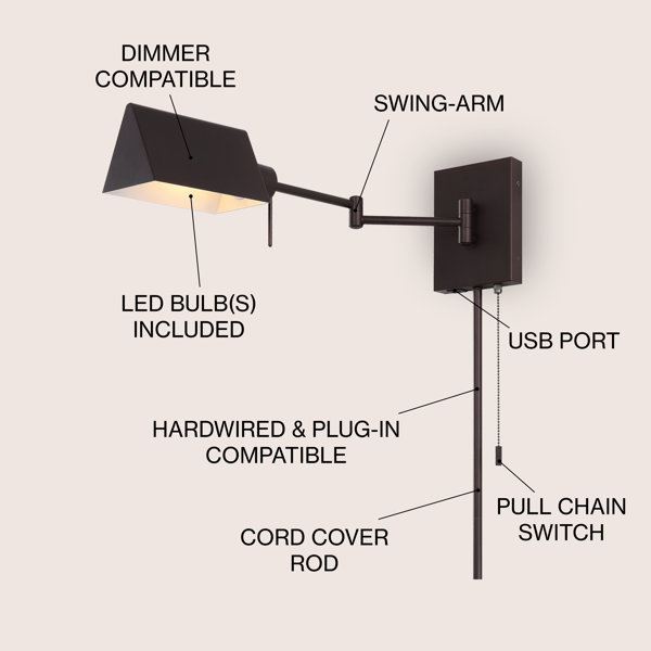 Willa Arlo™ Interiors Rawtenstall Iron LED Swing Arm Sconce & Reviews ...