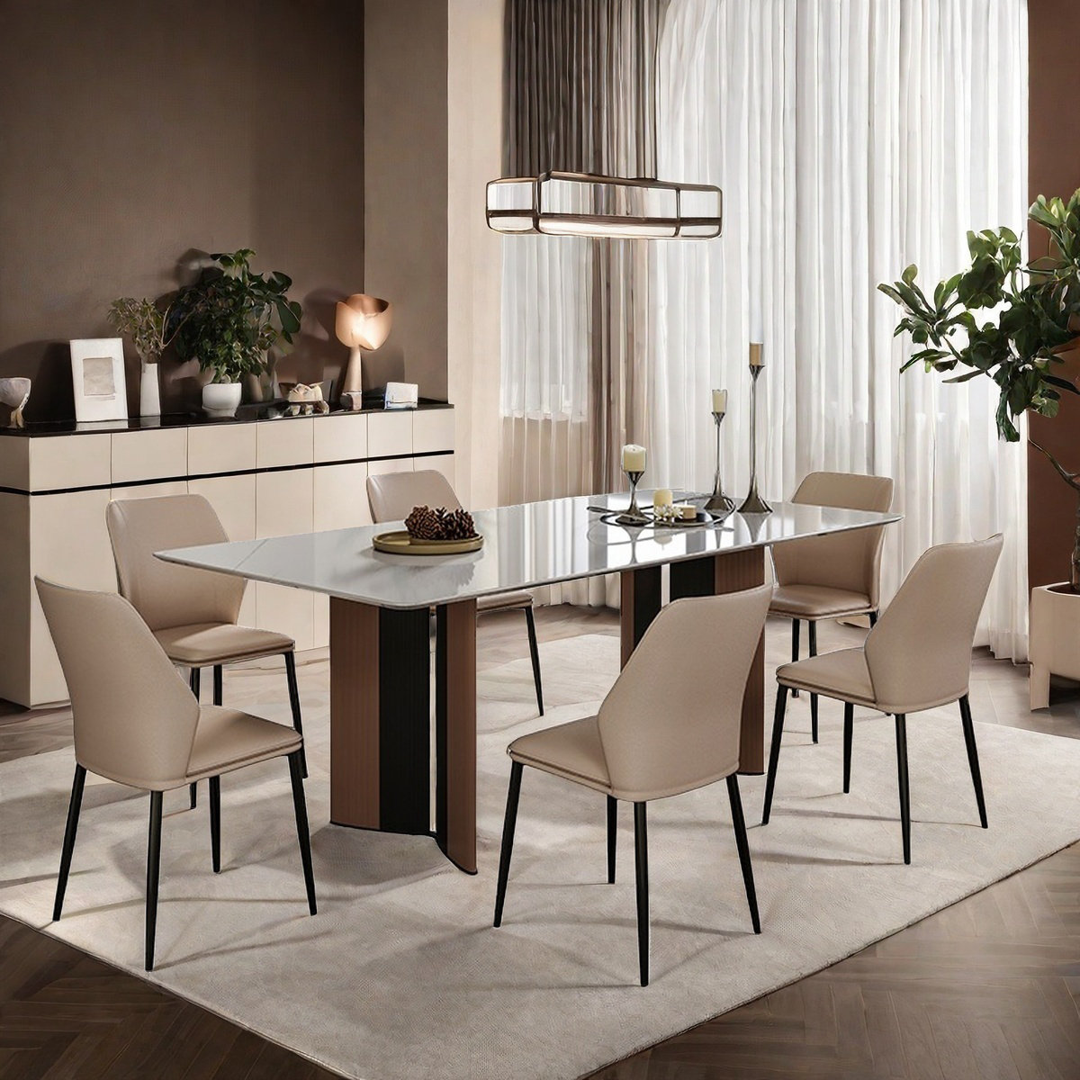 ALLNICEDT Modern Supercrystalline stone Dining Table Set - Wayfair Canada