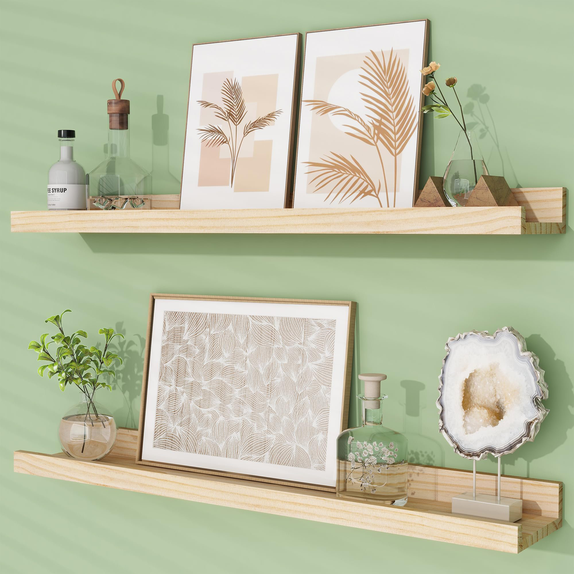 Latitude Run® Nestrud 2 Piece Modern Rustic Solid Pine Picture Ledge ...