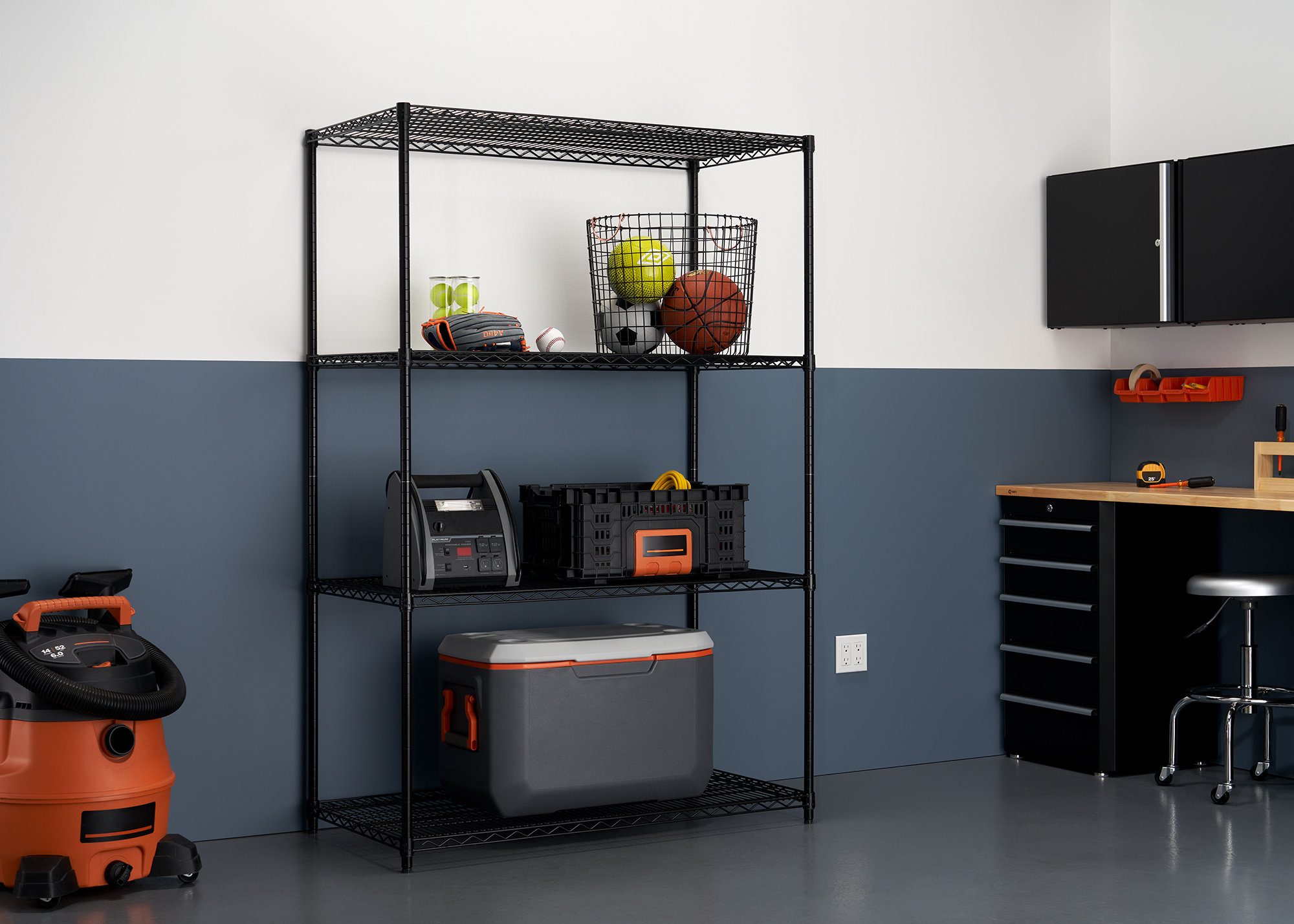 TRINITY Black 4-Tier NSF Steel Wire Shelving Unit (48 in. W x 72 in. H ...