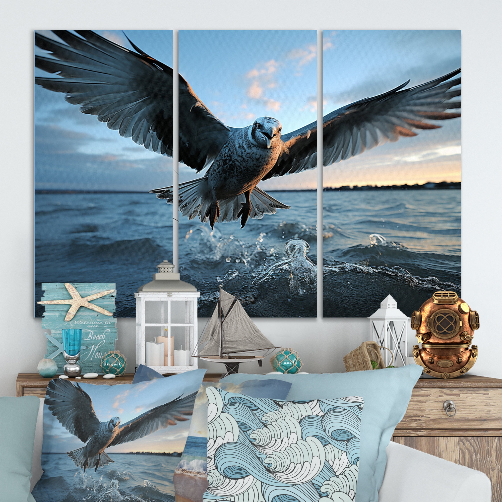 Highland Dunes Coastal Seabird Rising - Animals Wall Decor Set ...