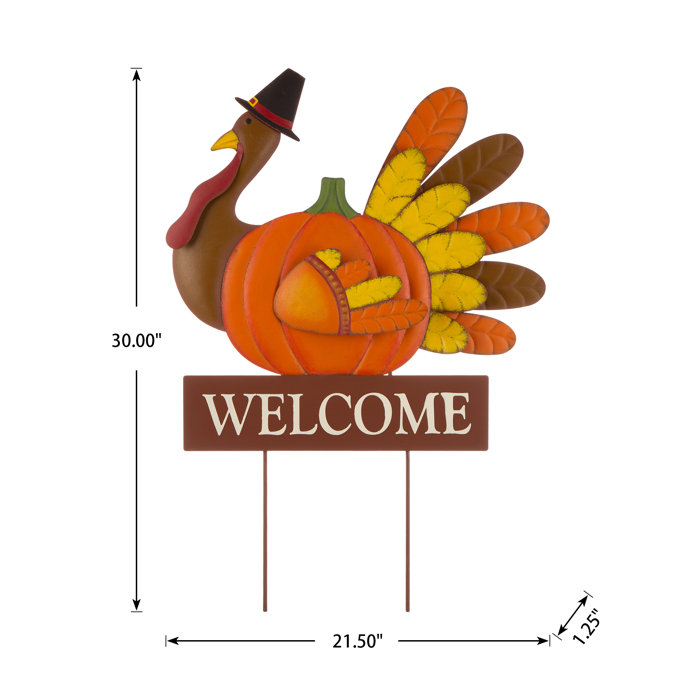 The Holiday Aisle® Jesmond Turkey Welcome Sign Garden Stake & Reviews ...