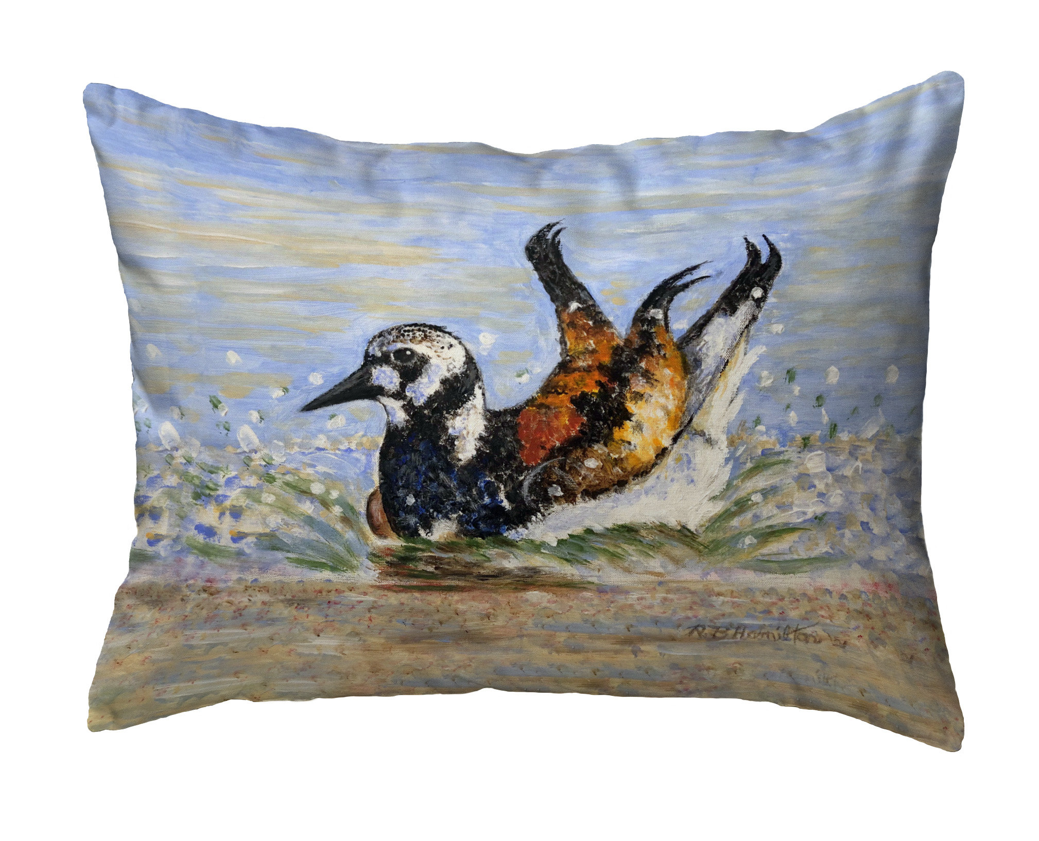 Betsy Drake Interiors Beach Bird Bath Noncorded Pillow | Wayfair