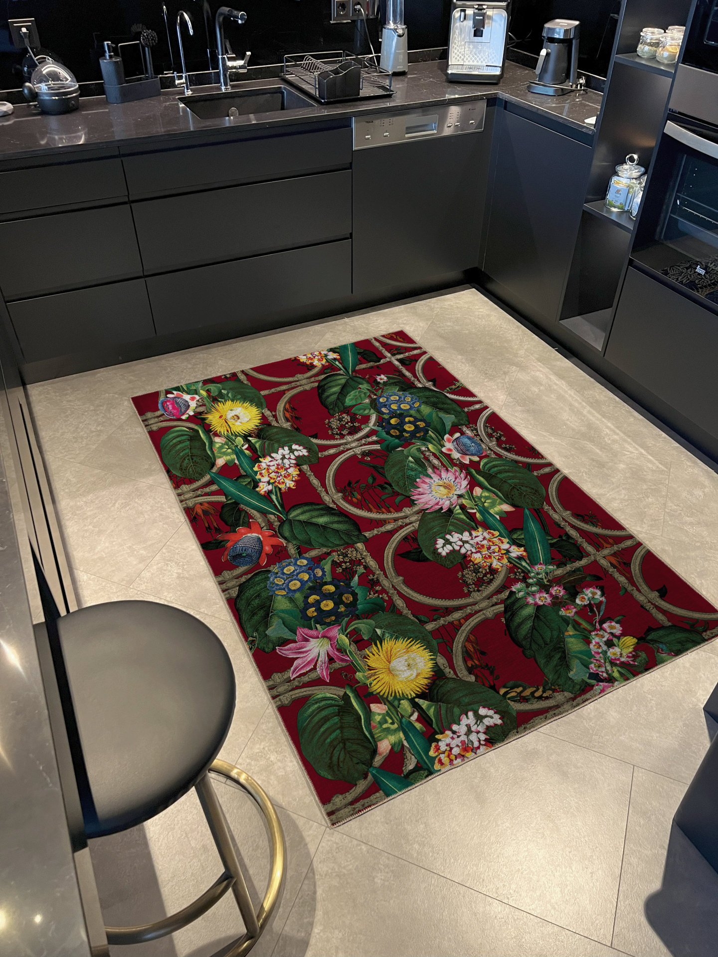 Dakota Fields Red-Themed Multi-Colored Floral Vine Patterned Modern ...