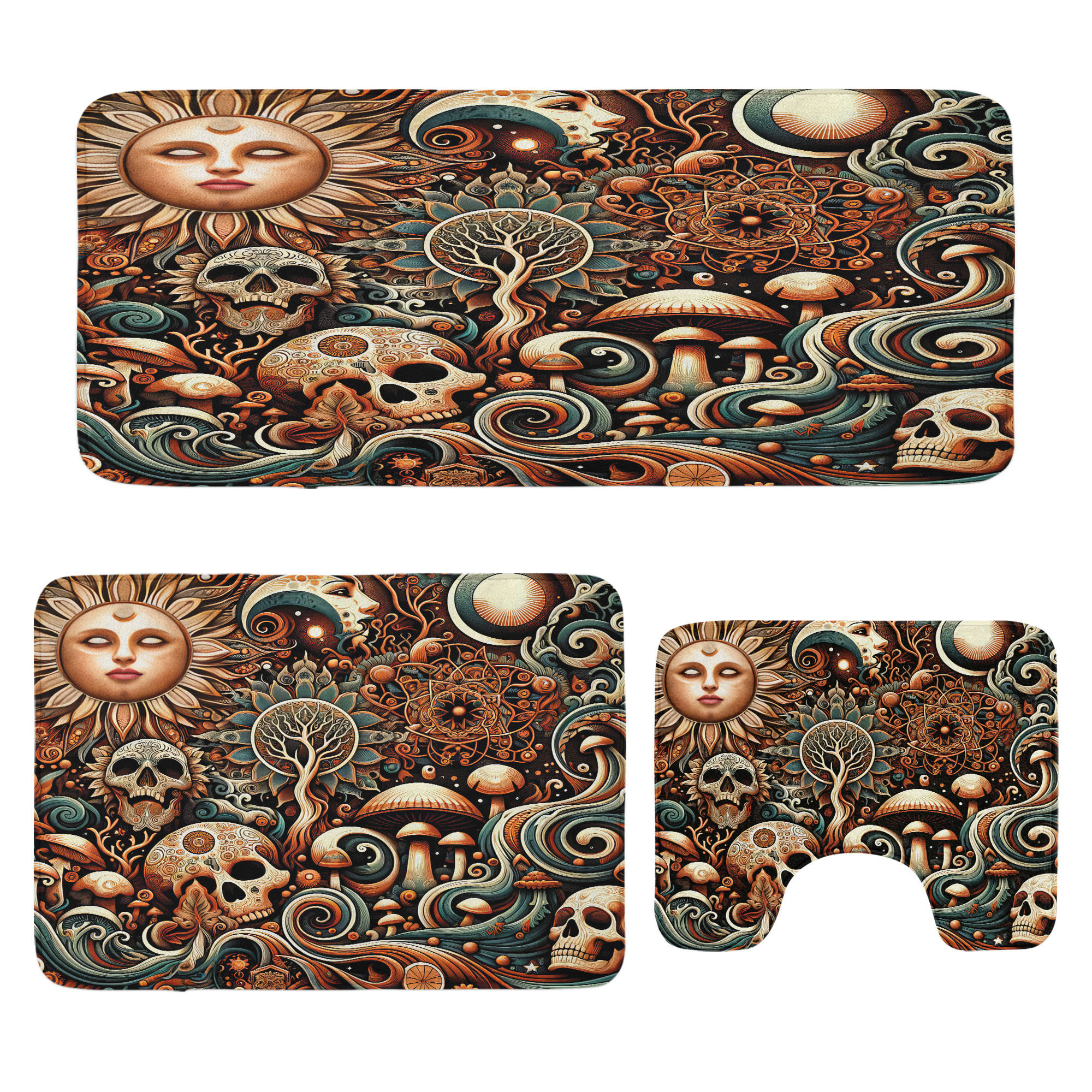 East Urban Home Boho Esoteric Bathroom Rug Set 3 Pieces U-Shape ...