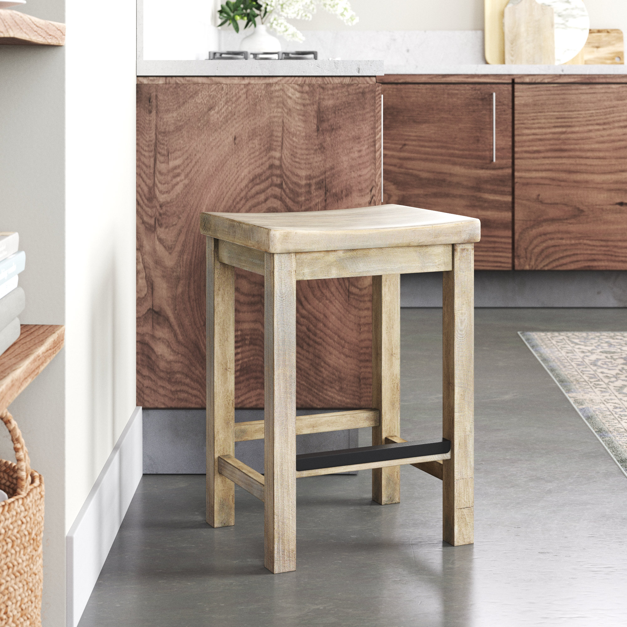 Sand & Stable™ Addilynn Solid Wood Vanity Stool & Reviews | Wayfair