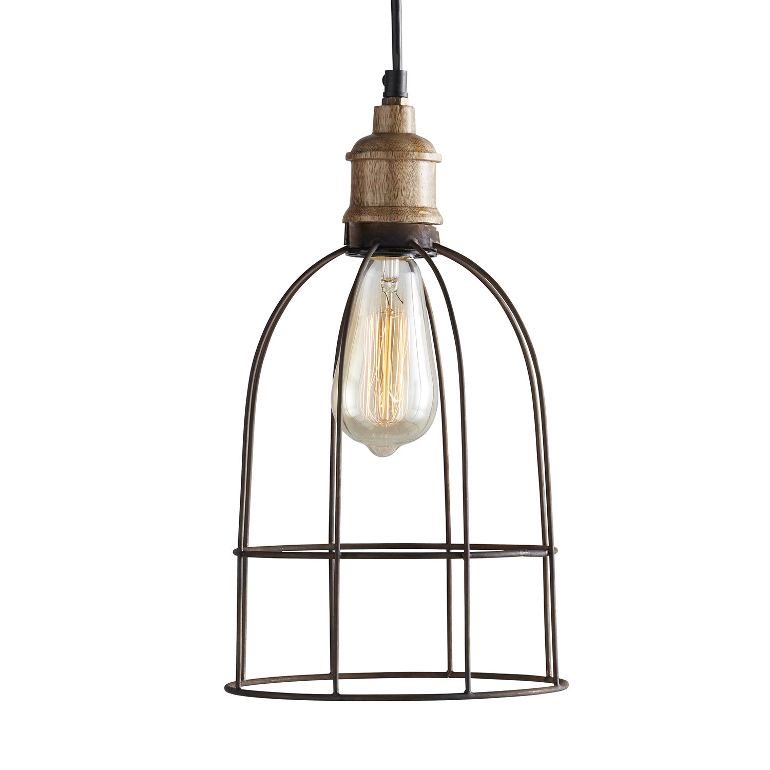 Longshore Tides Zent 1 - Light Lantern Bulb Pendant with Wood Accents ...