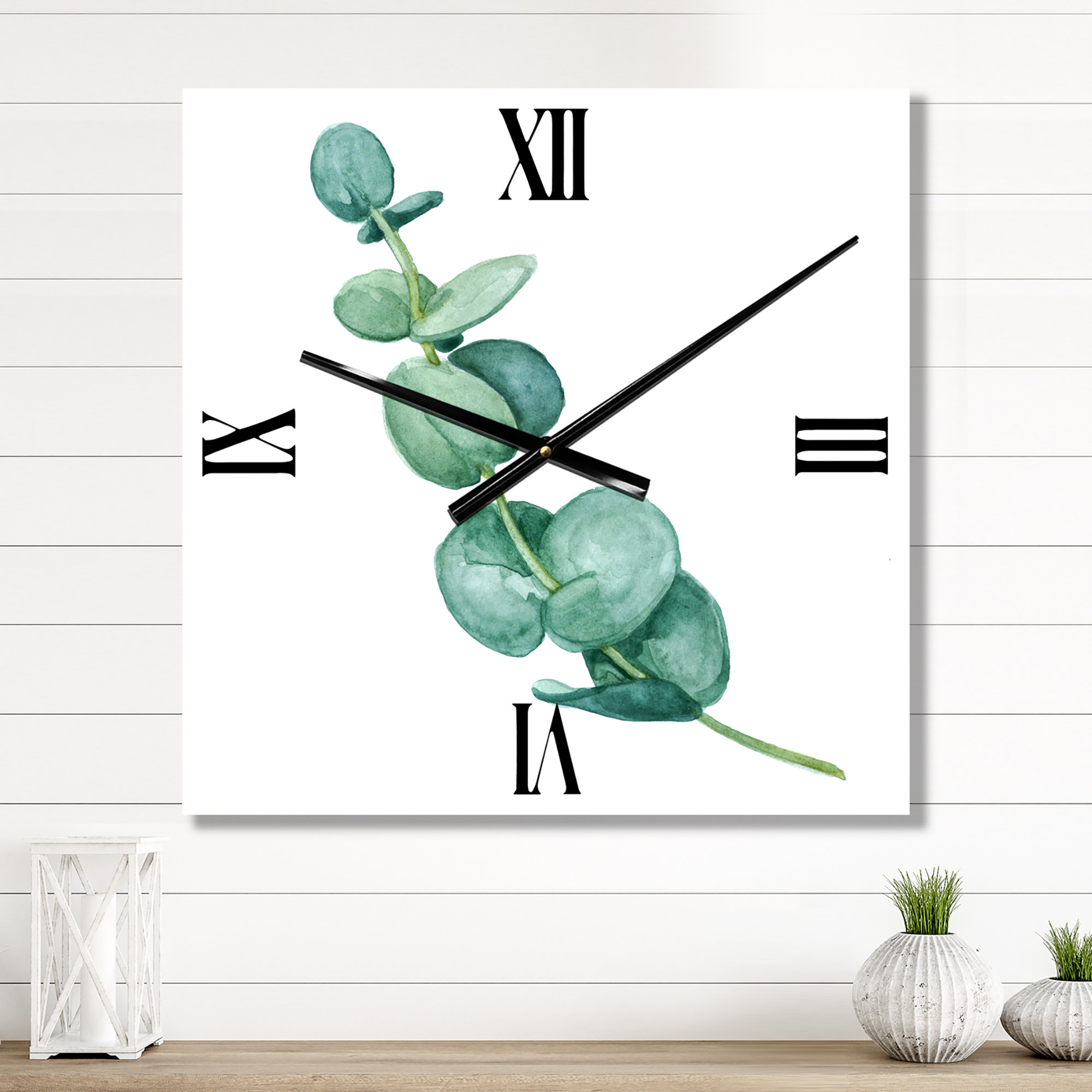 East Urban Home Young Eucalyptus Leaves and Branches II Wall Clock ...