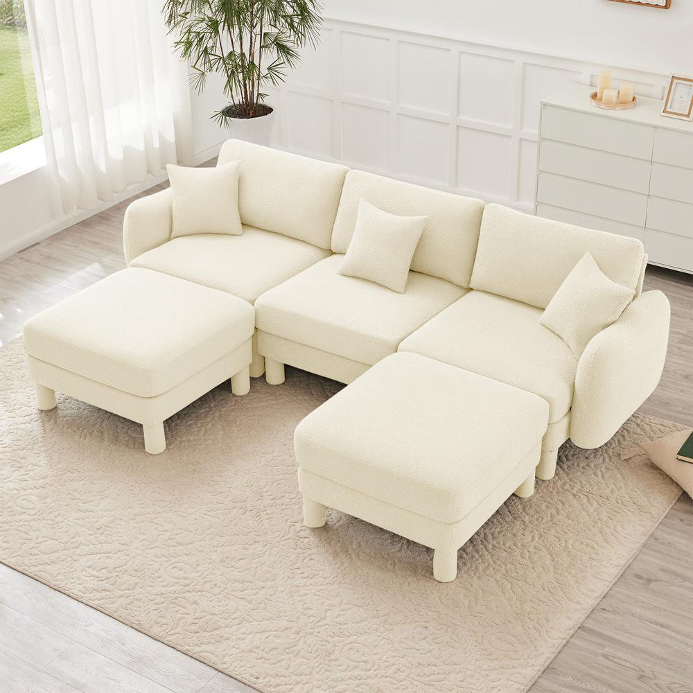 Latitude Run® 3-Seater Sofa with Shell-Shaped Armrests, Cylindrical ...