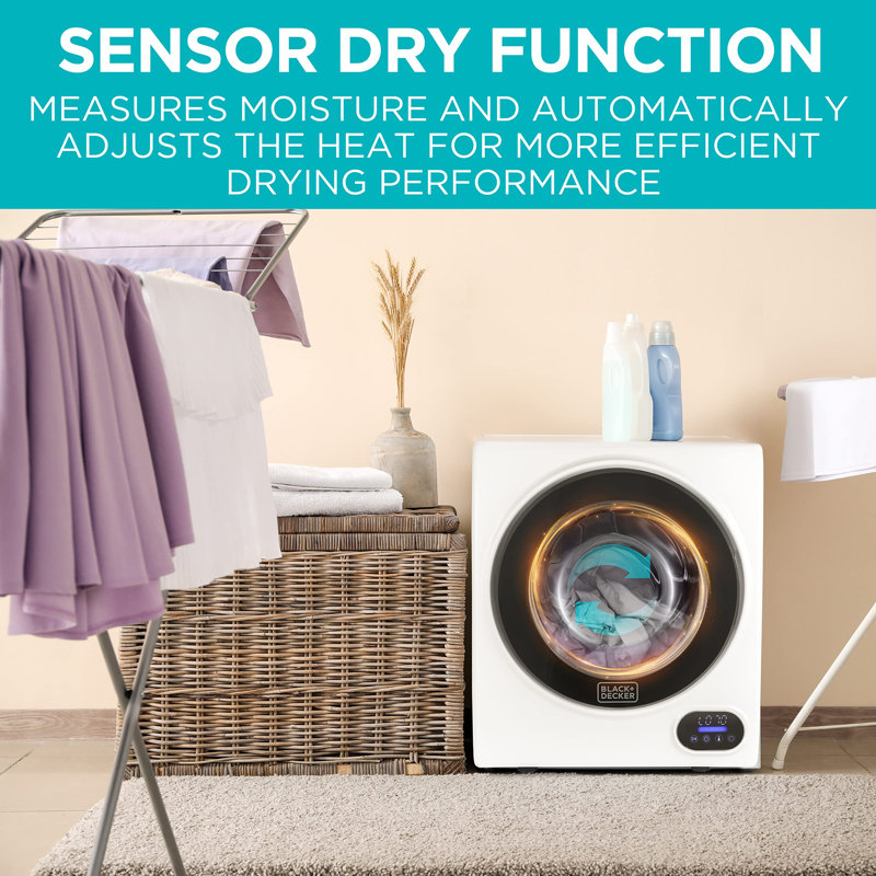 BLACK+DECKER Compact Clothes Dryer, 1.5 Cu. Ft. 850W Electric Dryer ...