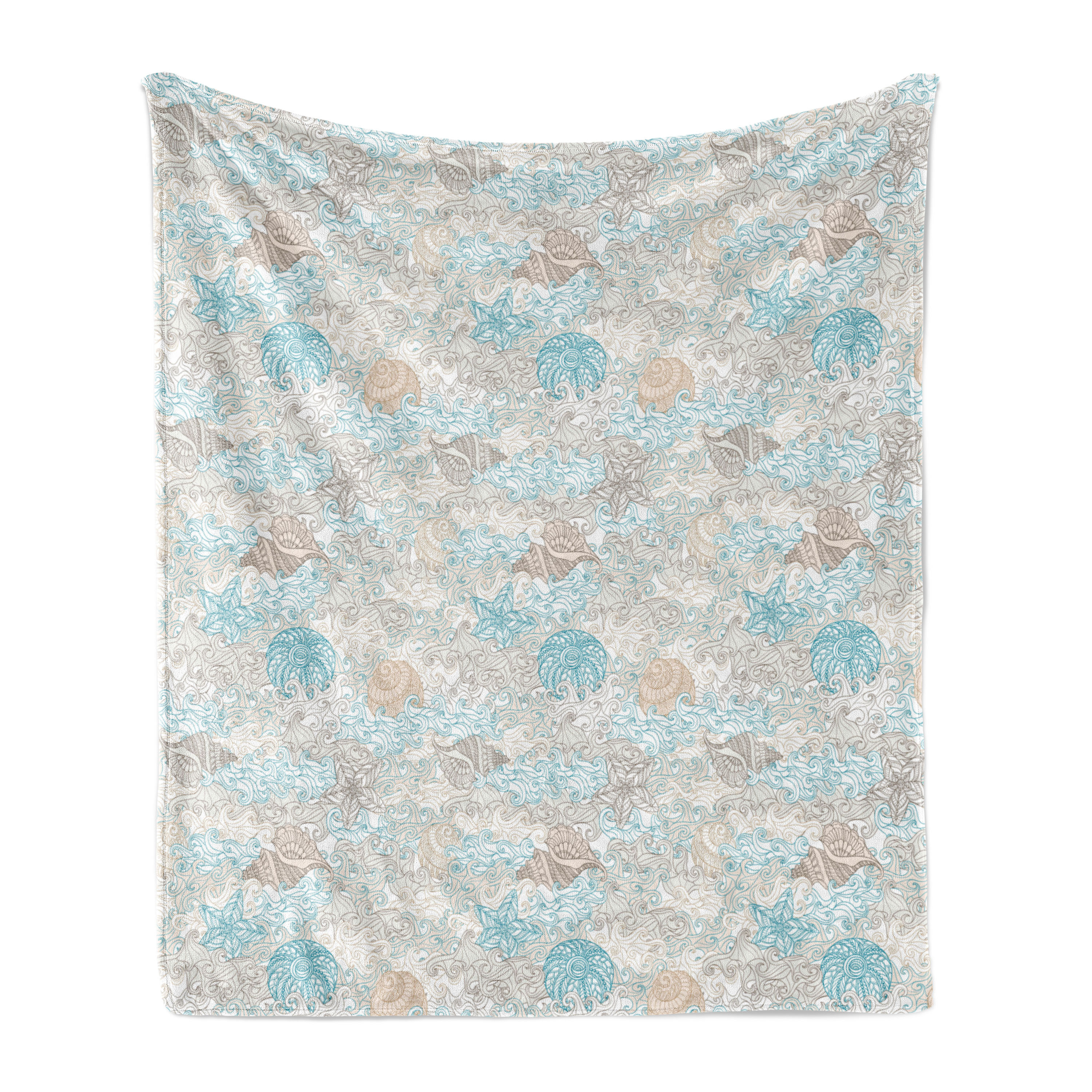 Ambesonne Nautical Fleece Throw Blanket Pastel Toned Seashells Tan ...