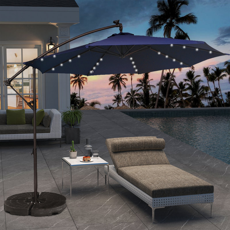 Hokku Designs Direen 10' Lighted Cantilever Umbrella & Reviews | Wayfair