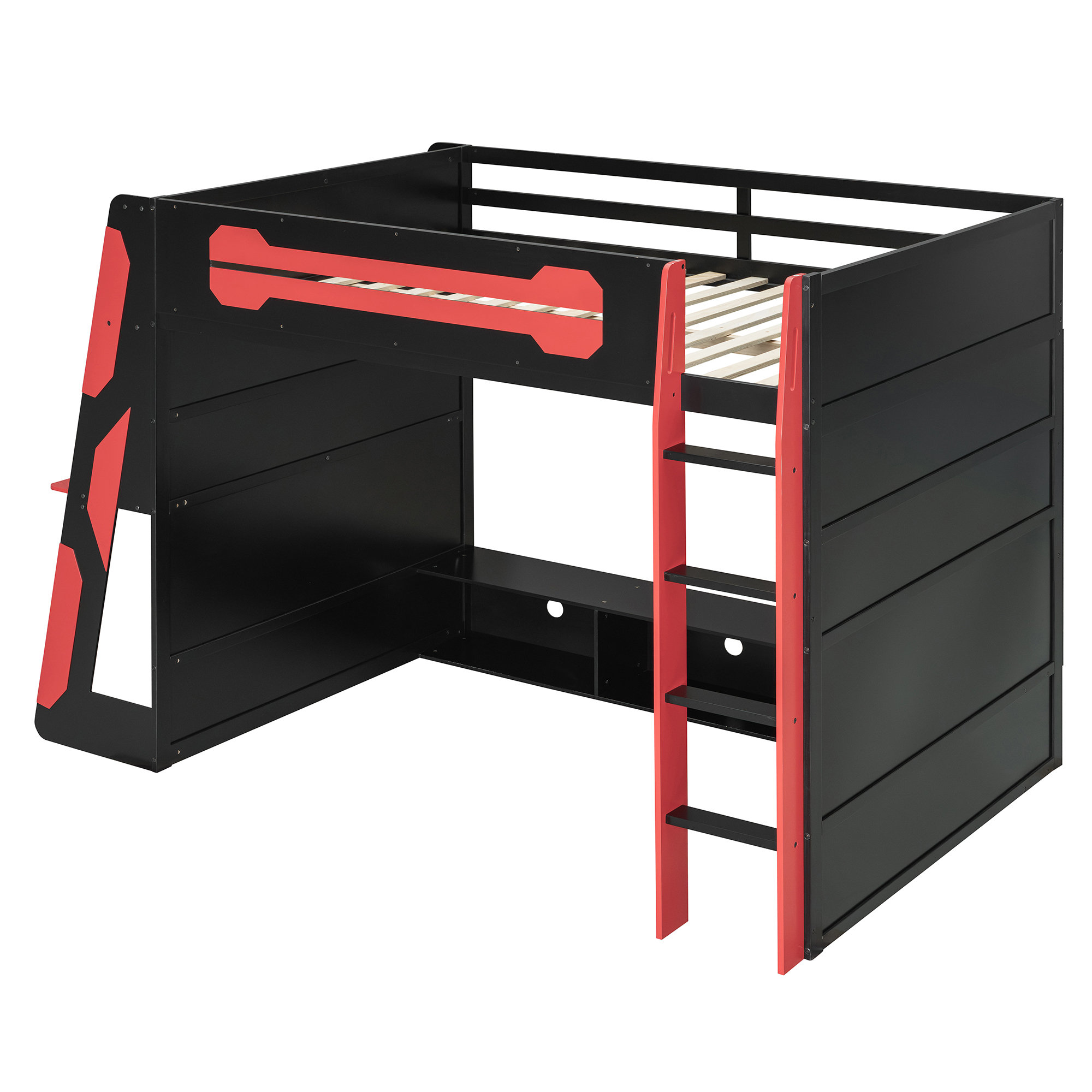 Zoomie Kids Gaming Loft Bed With Led Lighting Wood Durable Esports ...