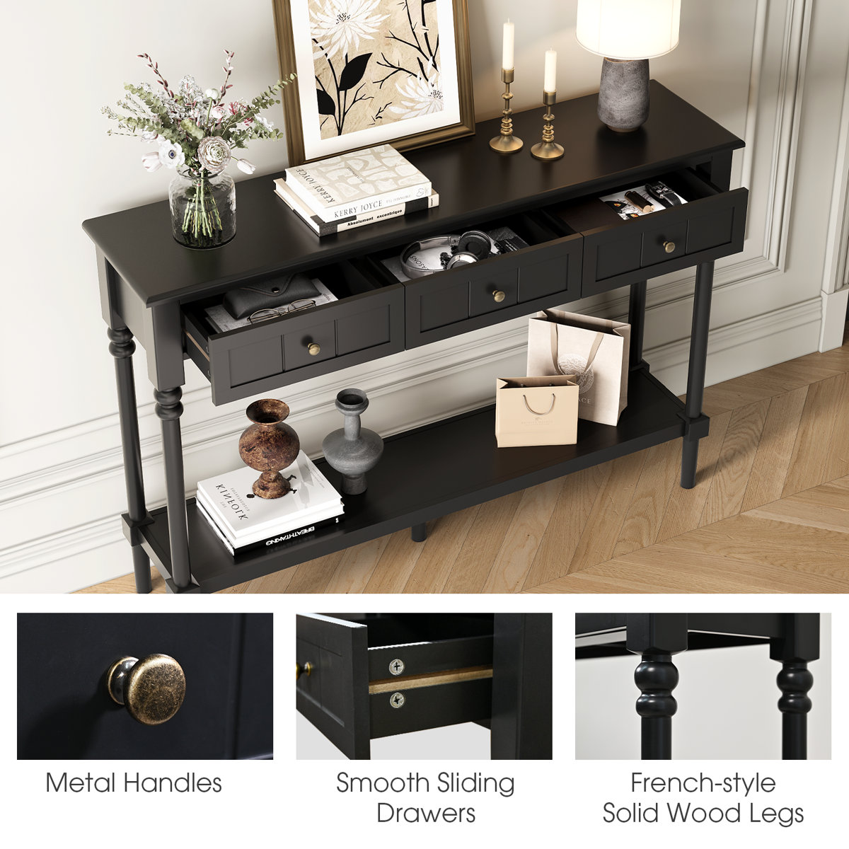 Alcott Hill® Console Tables with Drawers,Entryway Table with Solid Wood ...