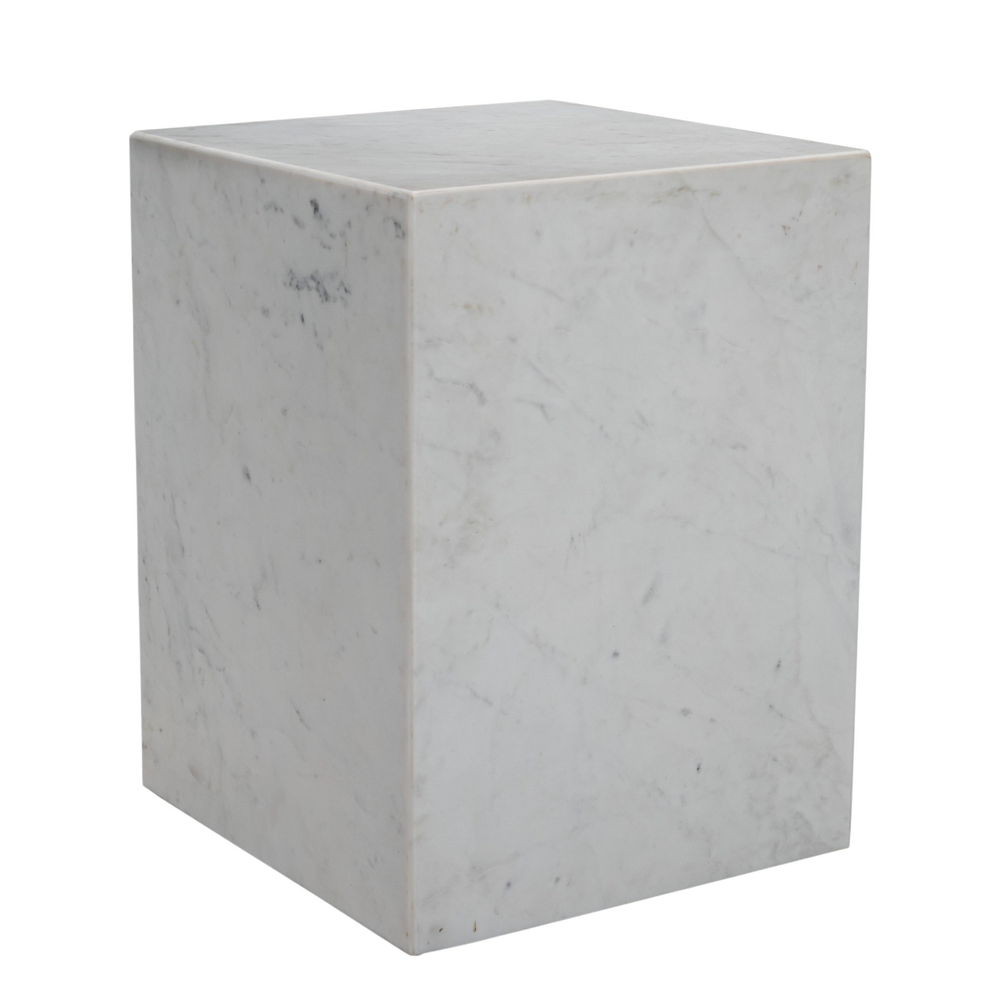 HomeRoots 20" White Marble Square Block End Table | Wayfair