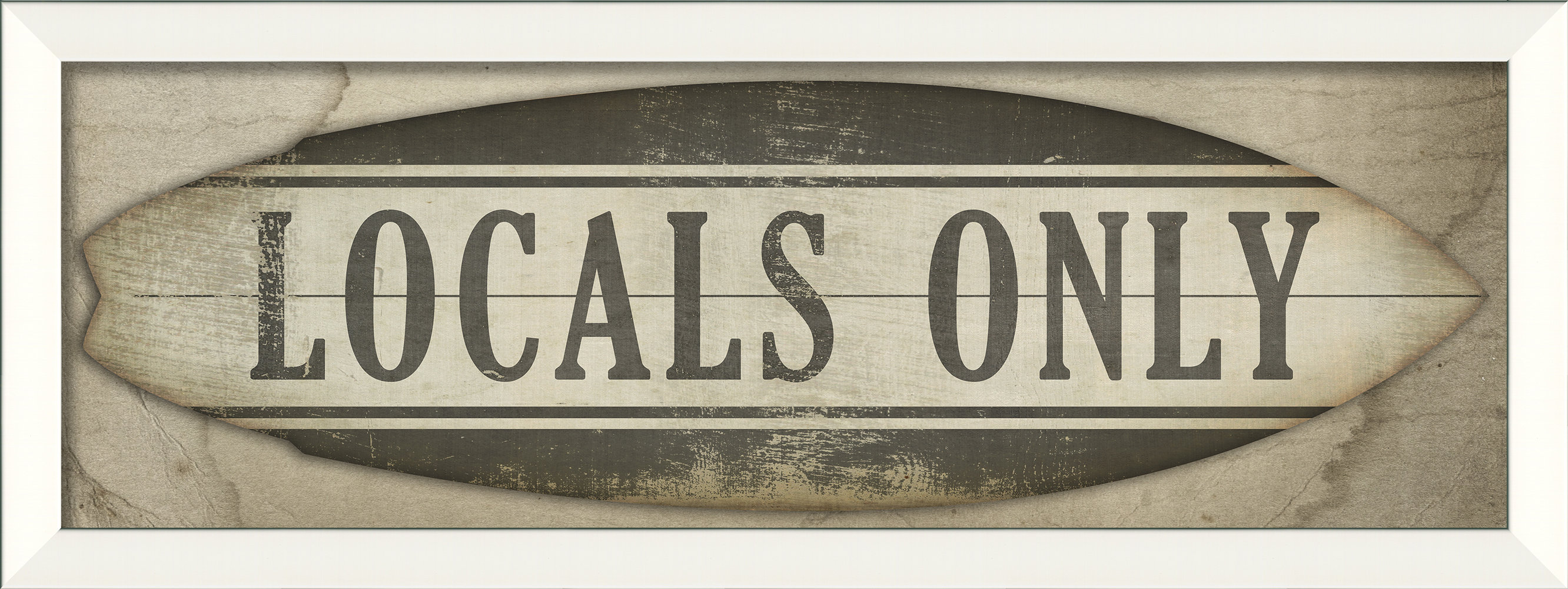 The Artwork Factory Locals Only Surfboard Sign Framed Graphic Art | Wayfair