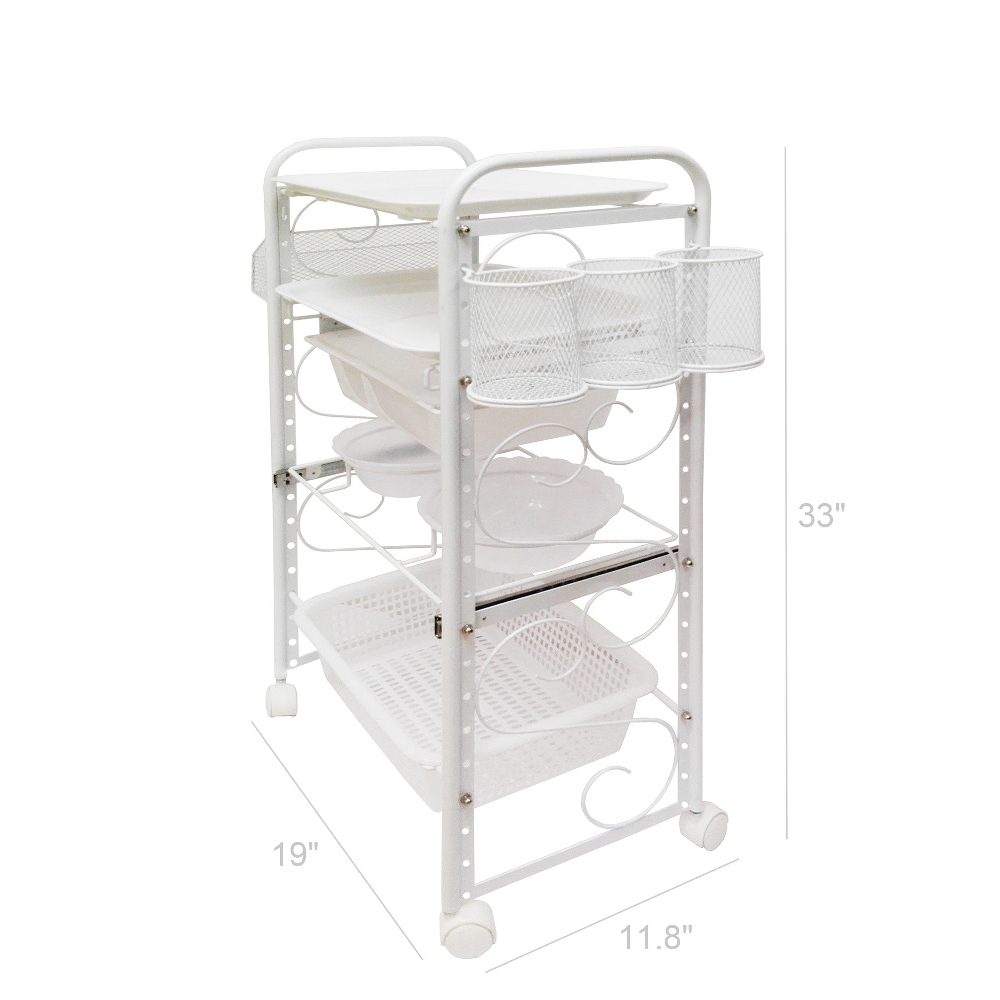 FixtureDisplays Rolling Beauty Cart, Storage Cart, Utility Cart with ...