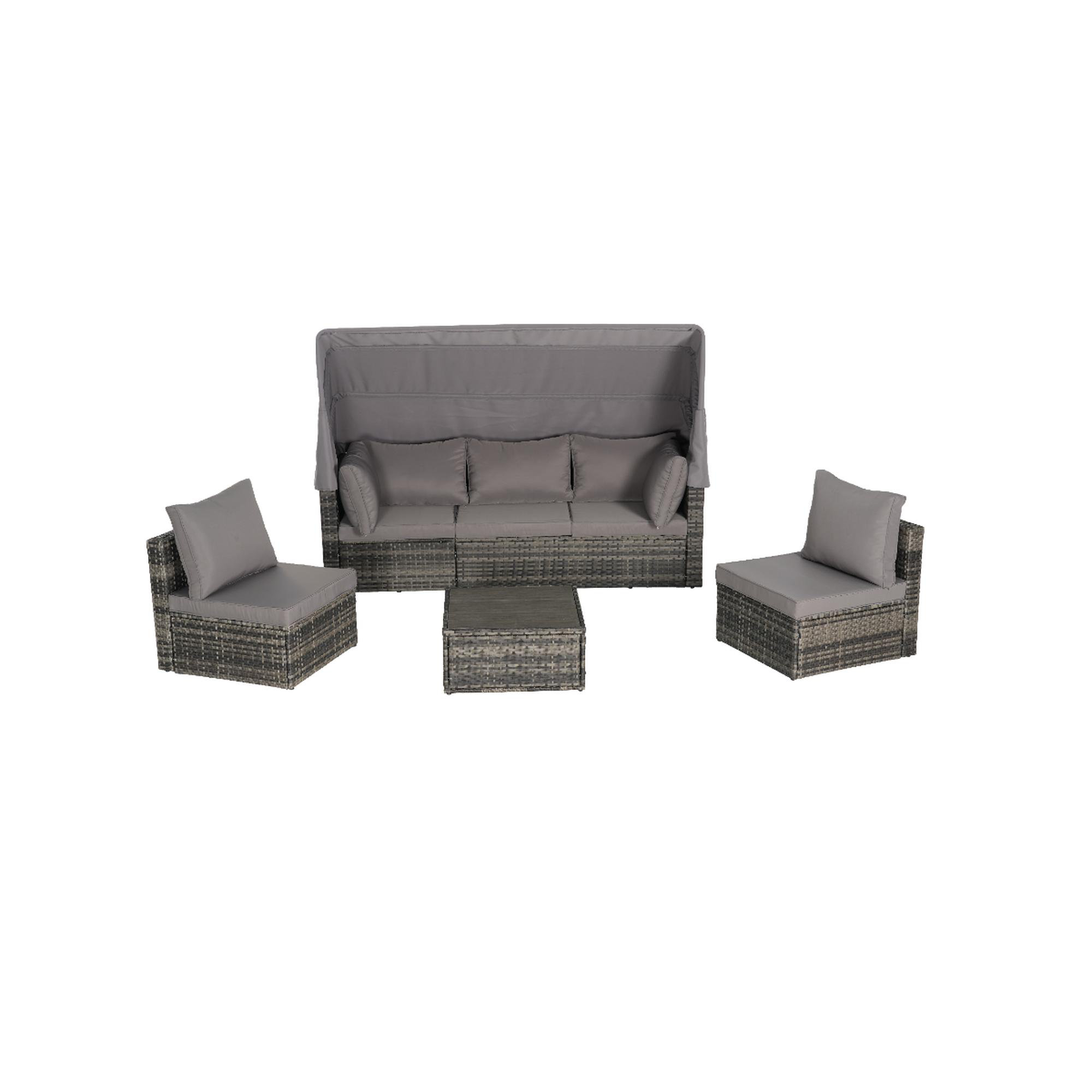 Latitude Run® Outdoor sectional daybed with canopy | Wayfair