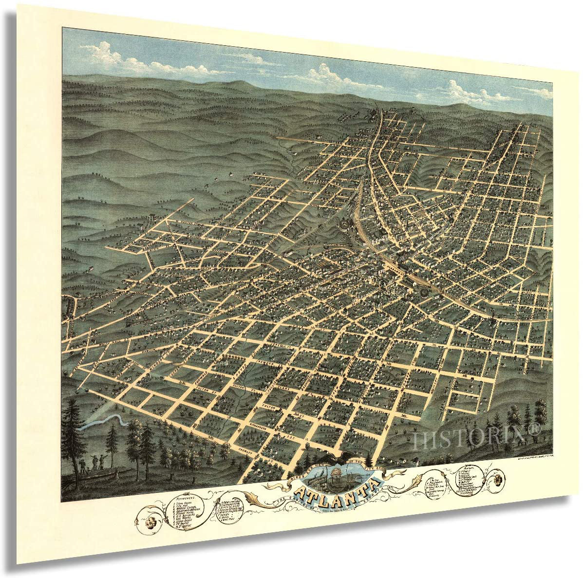 HISTORIC PRINTS HISTORIX Vintage 1871 Atlanta Georgia Map - 18X24 Inch ...