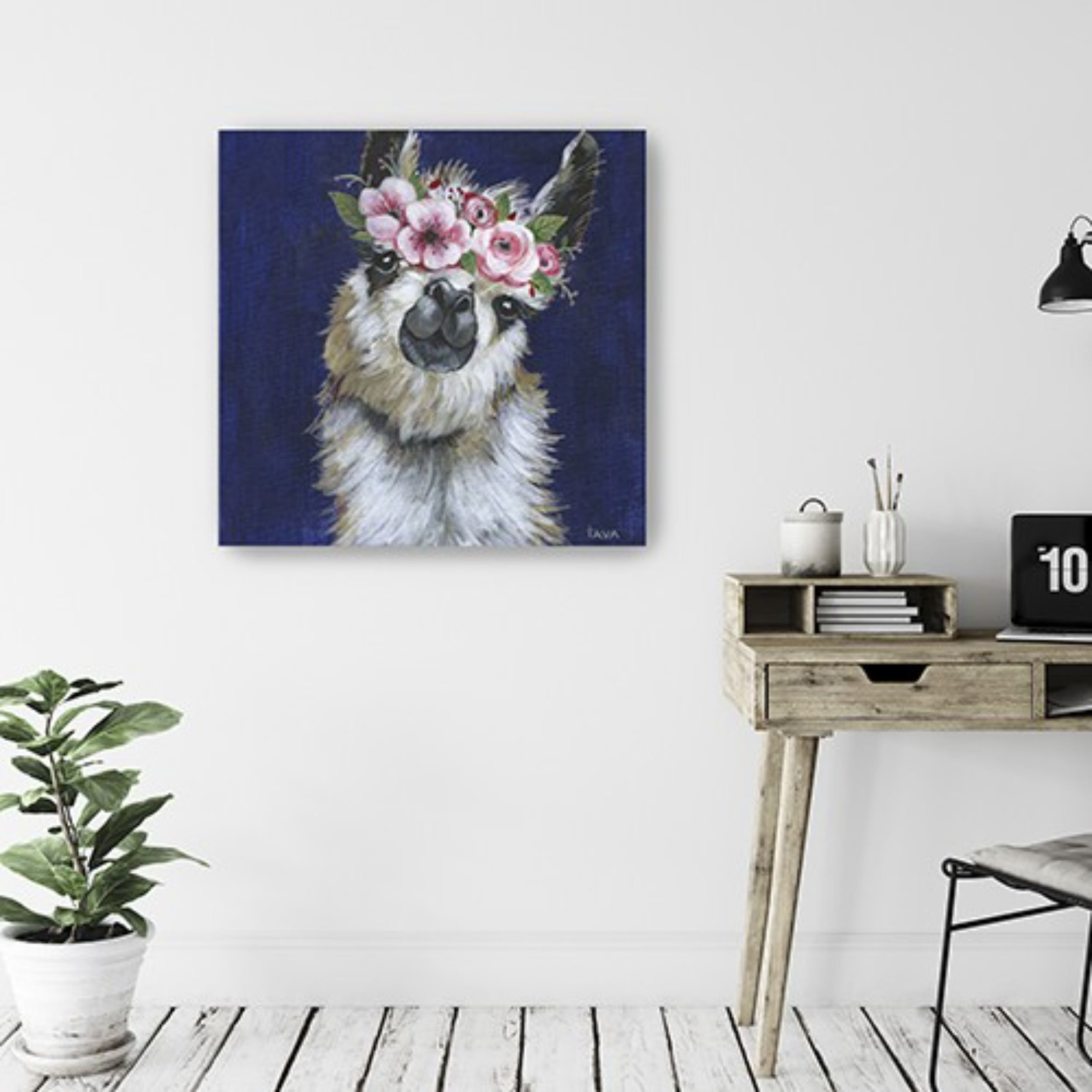 HomeRoots Flower Llama - Unframed Painting on Canvas - Wayfair Canada