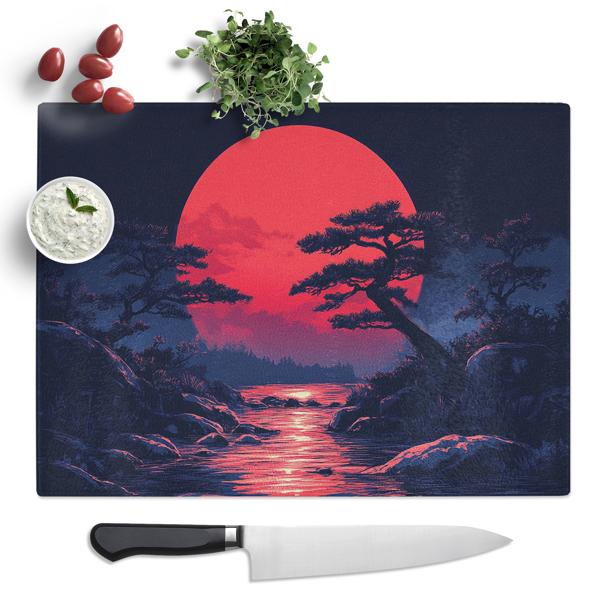 Metro Lane Japanese Sunset Composition Glass Chopping Board | Wayfair.co.uk