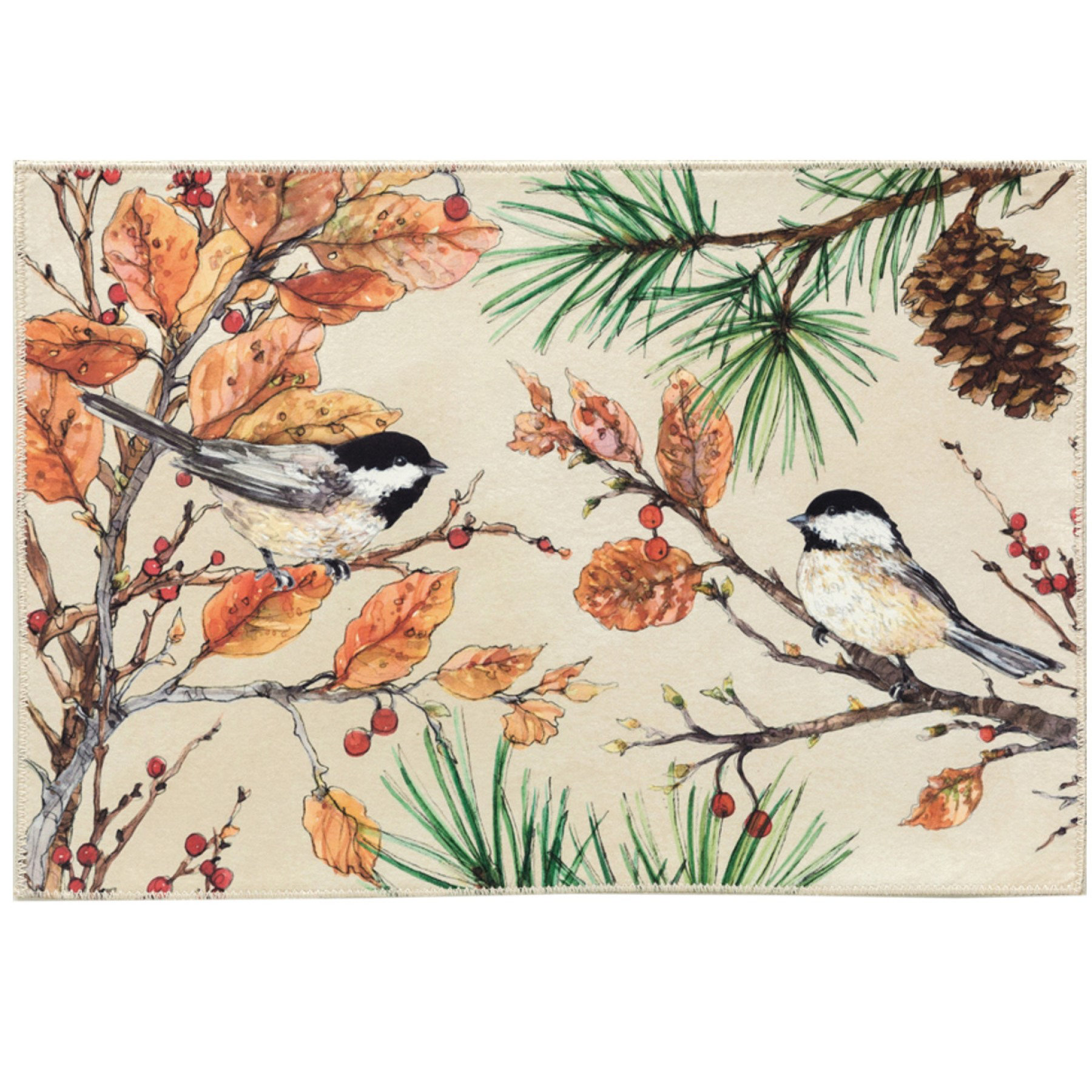 Millwood Pines Autumn Branches & Birds Olivia's Home Accent Washable ...