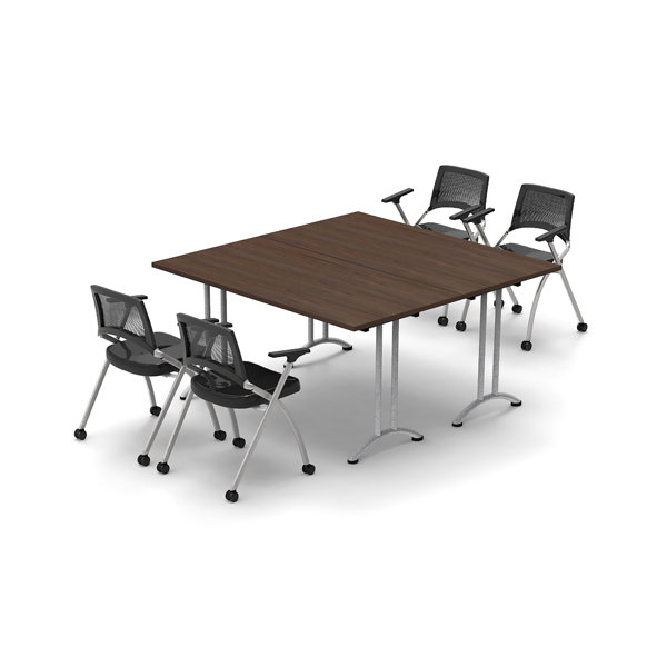 Inbox Zero Lorsworth 4 Person Conference Meeting Tables with 4 Chairs ...