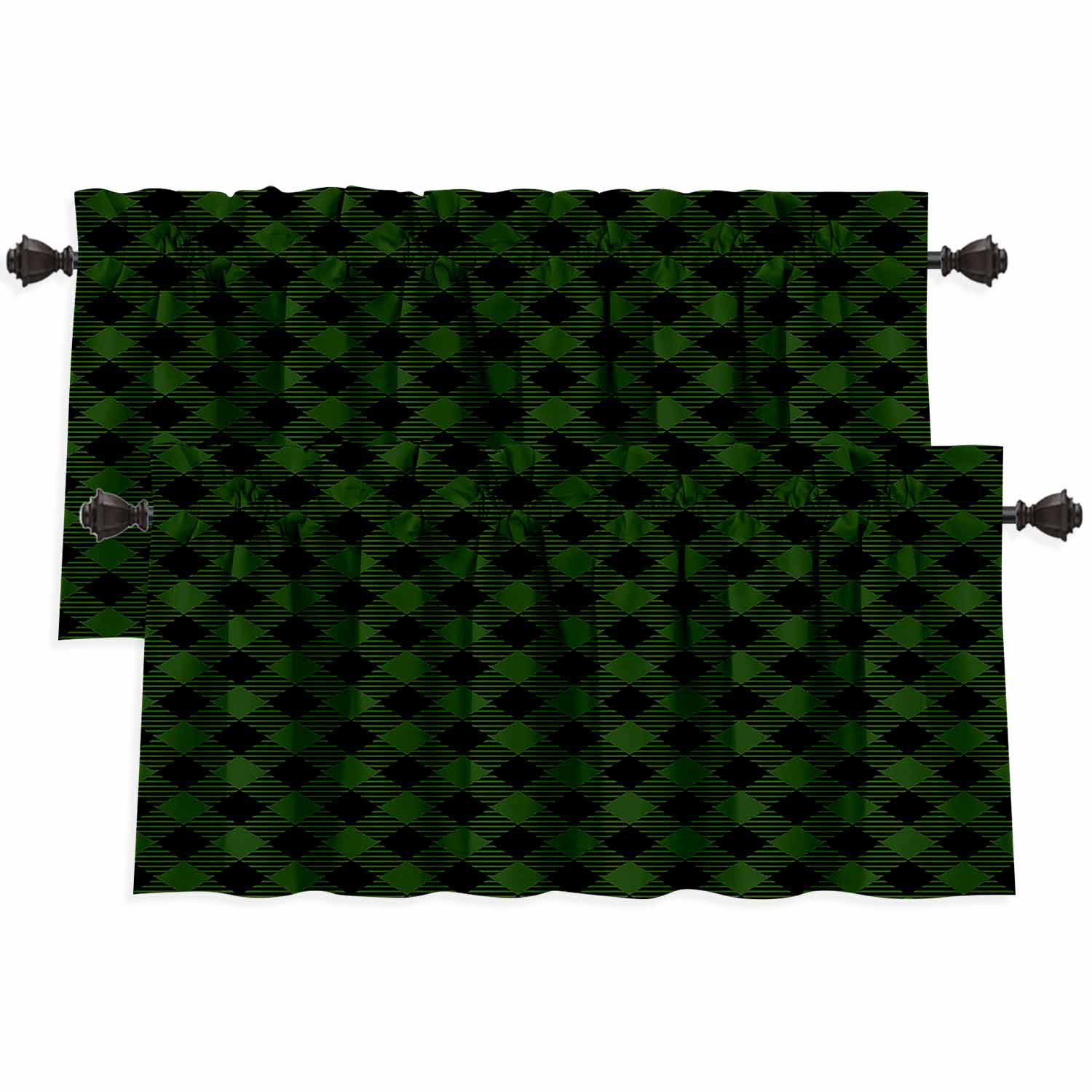 Ophelia & Co. Black 52"W Green Lumberjack Buffalo Plaid Window Valance ...