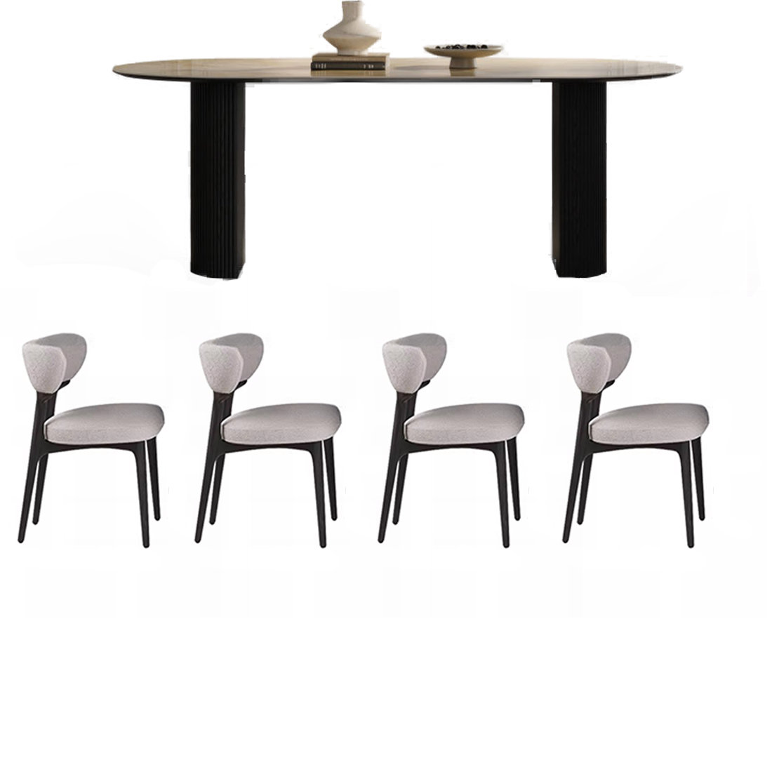 Sleek Surface Designs Light Luxury Solid Wood Rock Dining Table Sets ...