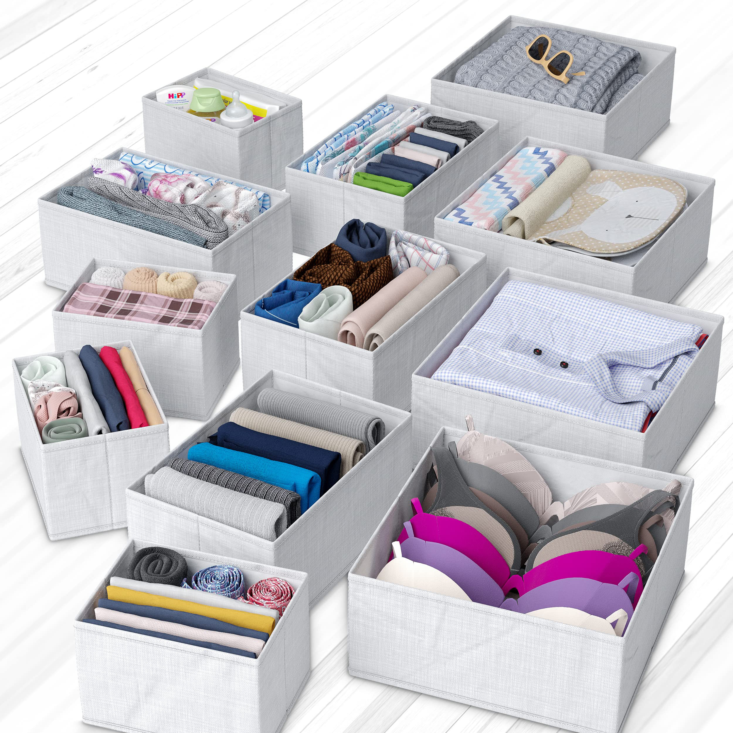 Hokku Designs Drawer Organizer Clothes Set Of 12 - Dresser Organizer ...