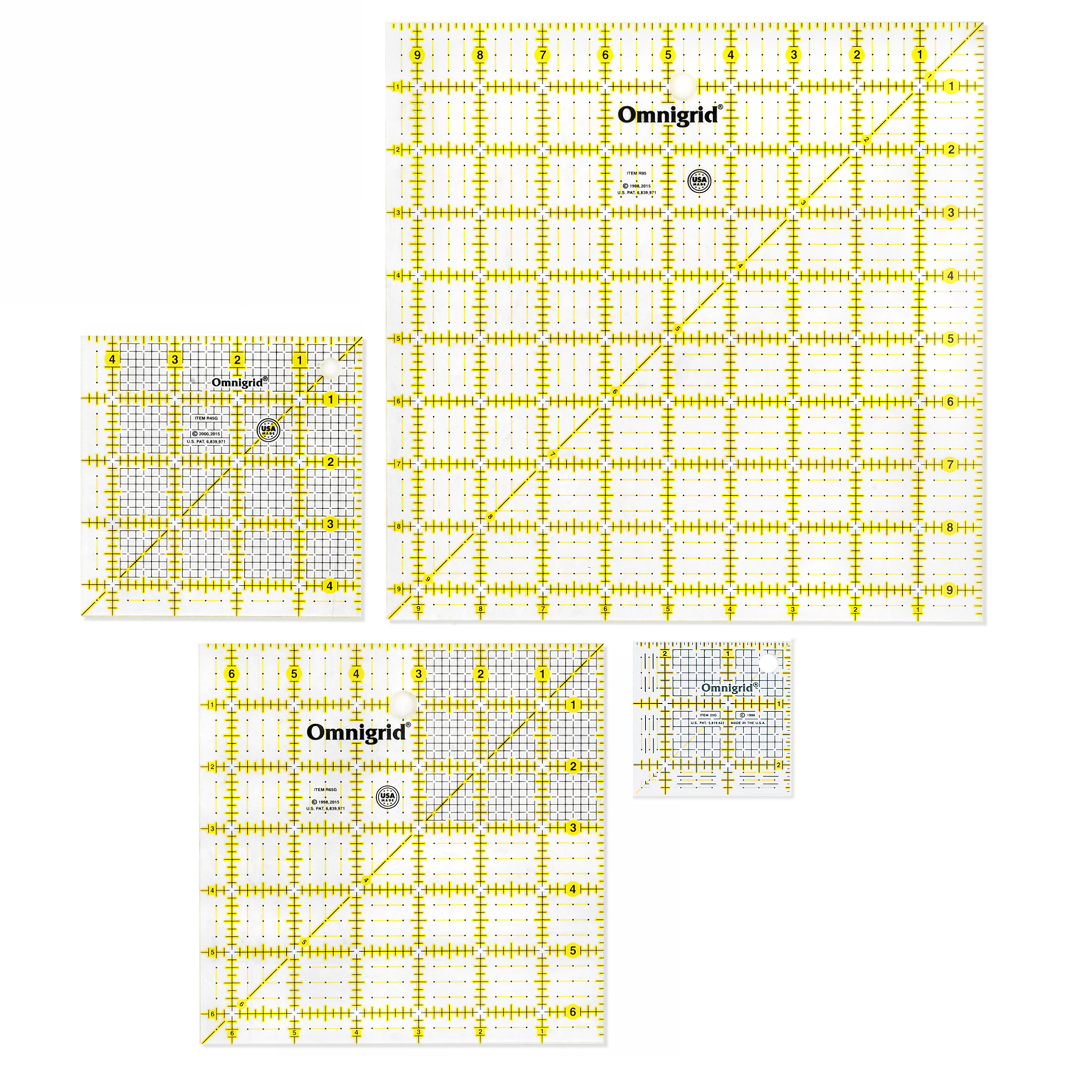 Omnigrid Square Quilting Ruler Value Pack (2-1/2", 4-1/2", 6-1/2", 9-1/ ...